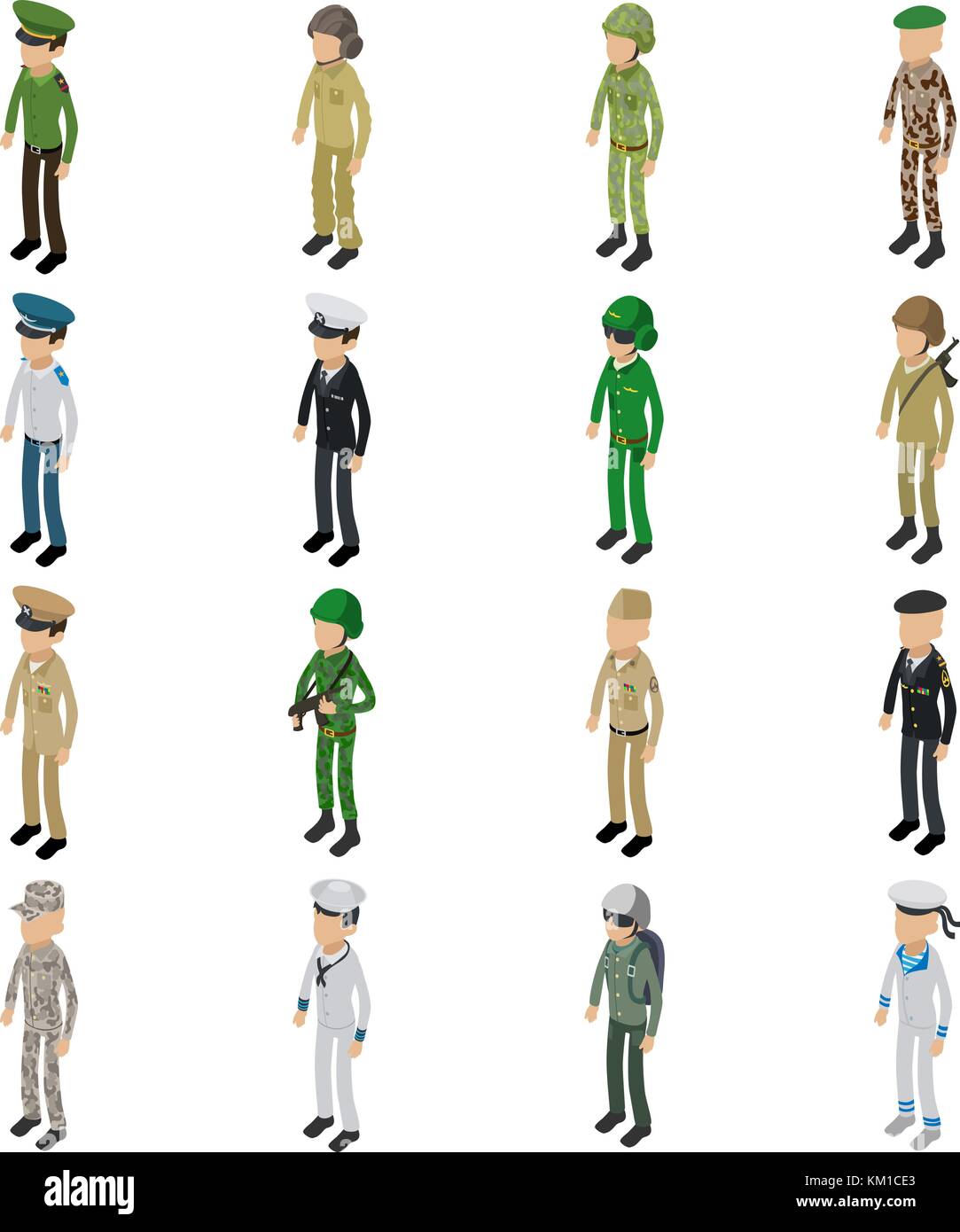 Soldier character icons set, isometric style Stock Vector Image & Art ...