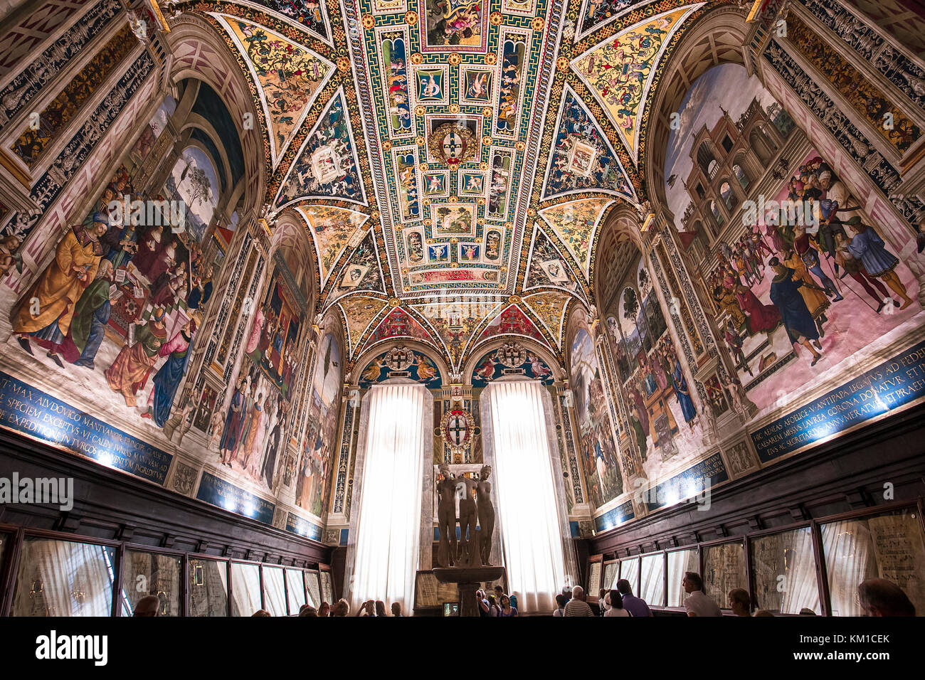 SIENA, ITALY, JUNE 11, 2016 : architectural detais of the Piccolomini ...