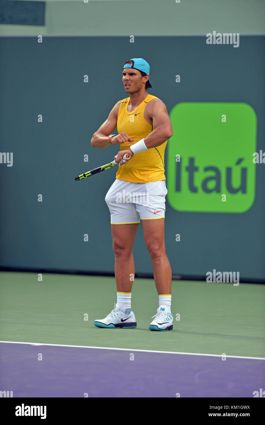 KEY BISCAYNE, FL - MARCH 22: Rafael Nadal practices during the Miami ...