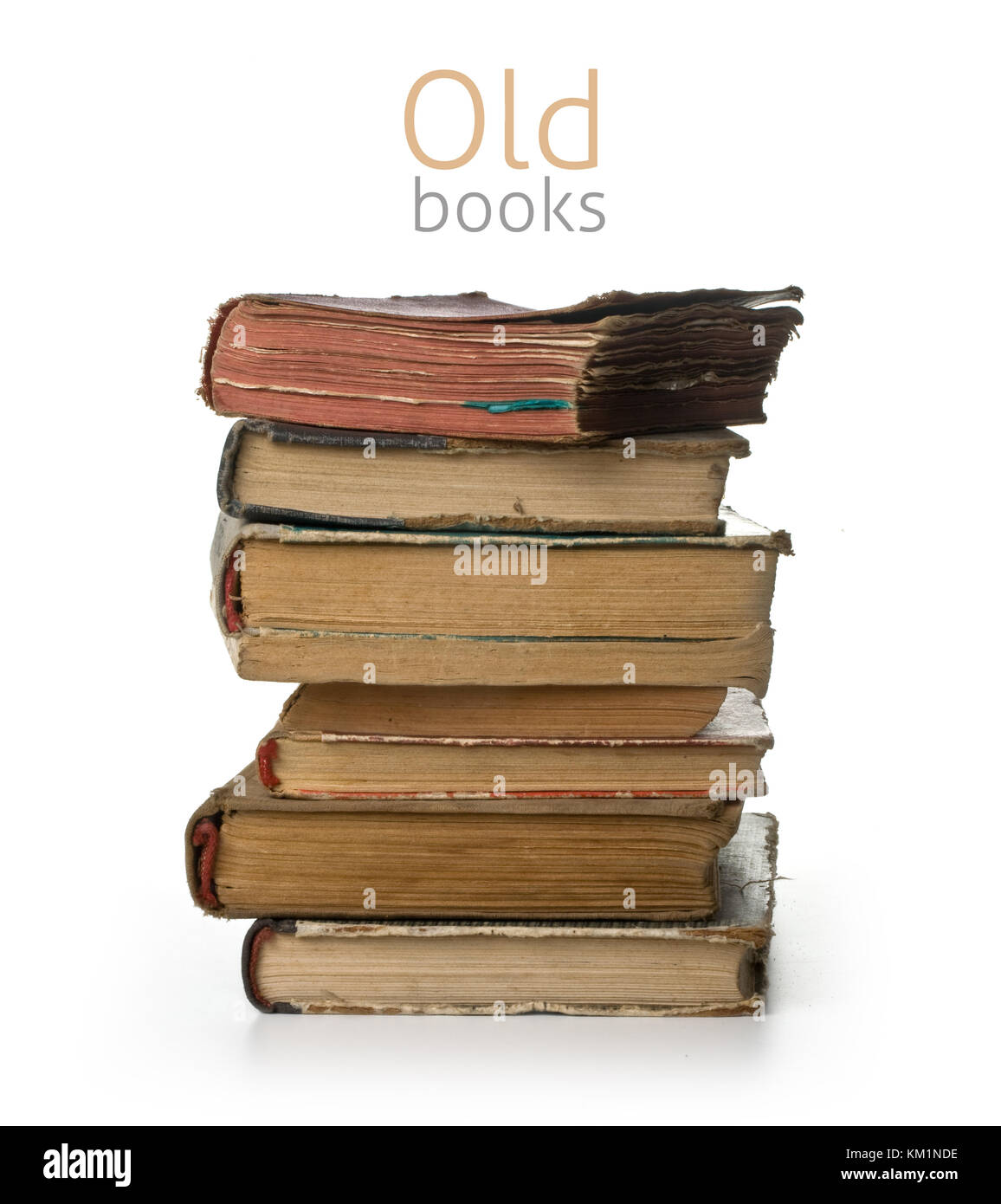 stack of old books on white background Stock Photo - Alamy