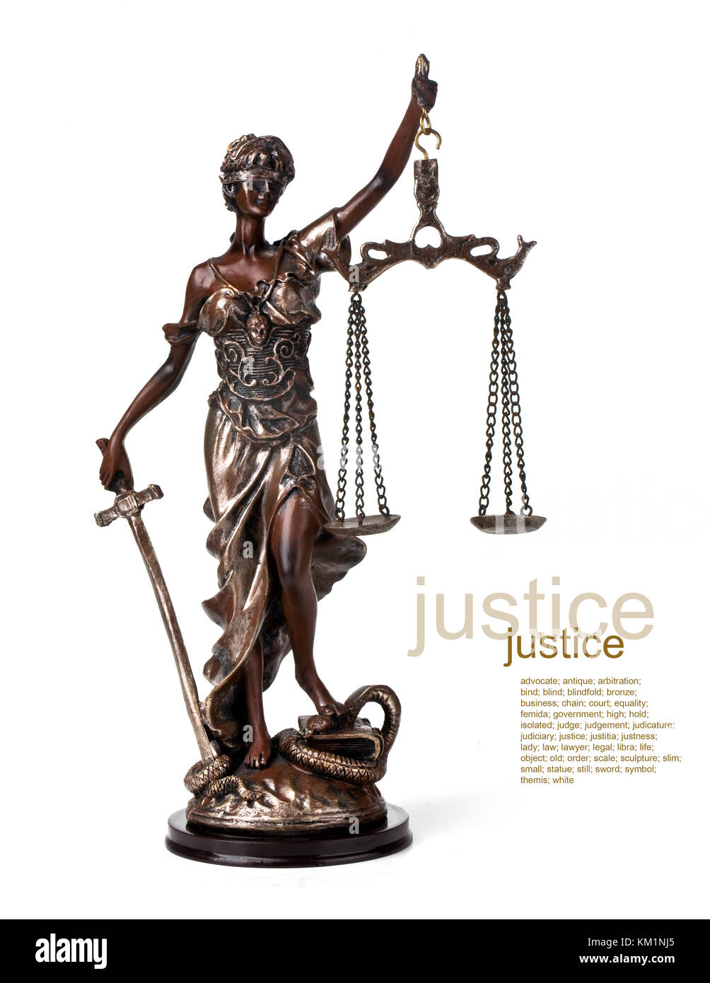 A picture of a Themis statue standing over whitek background Stock ...