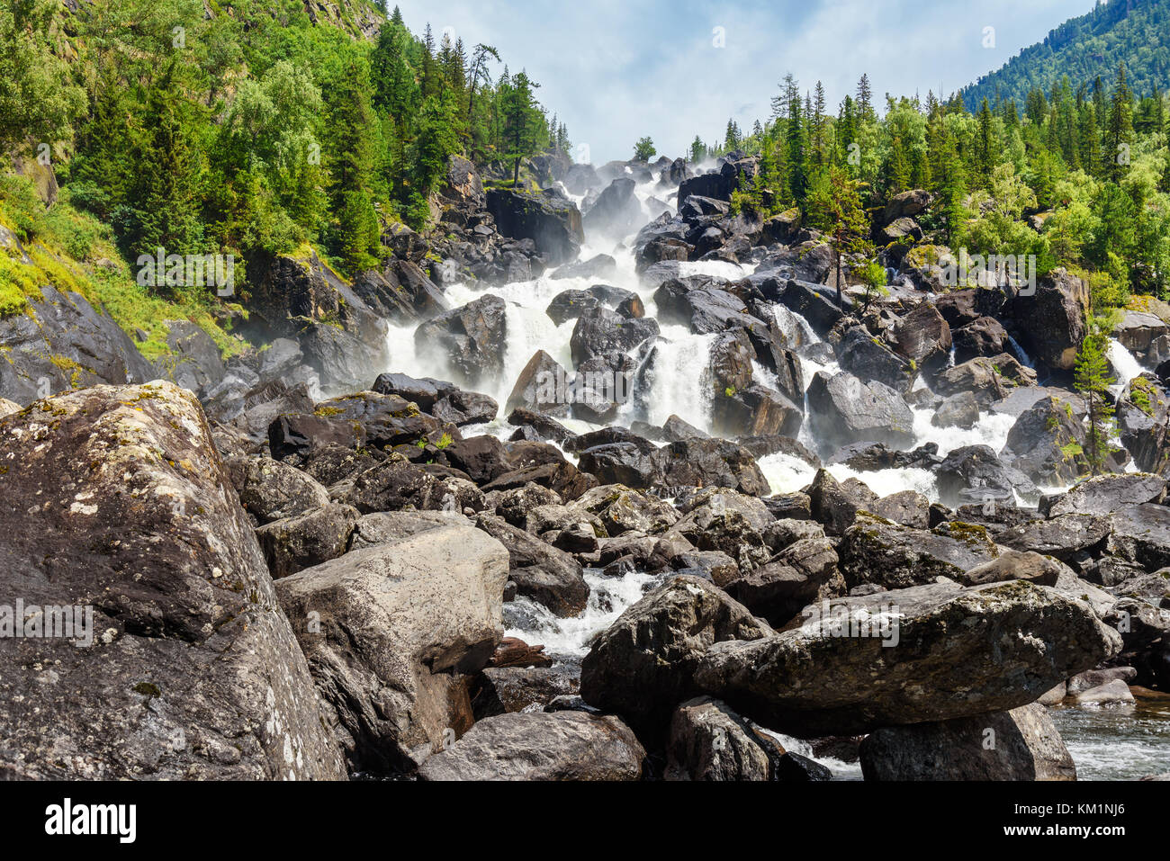 Waterfall Uchar in Altai Republic, Siberia. Russia Stock Photo - Alamy