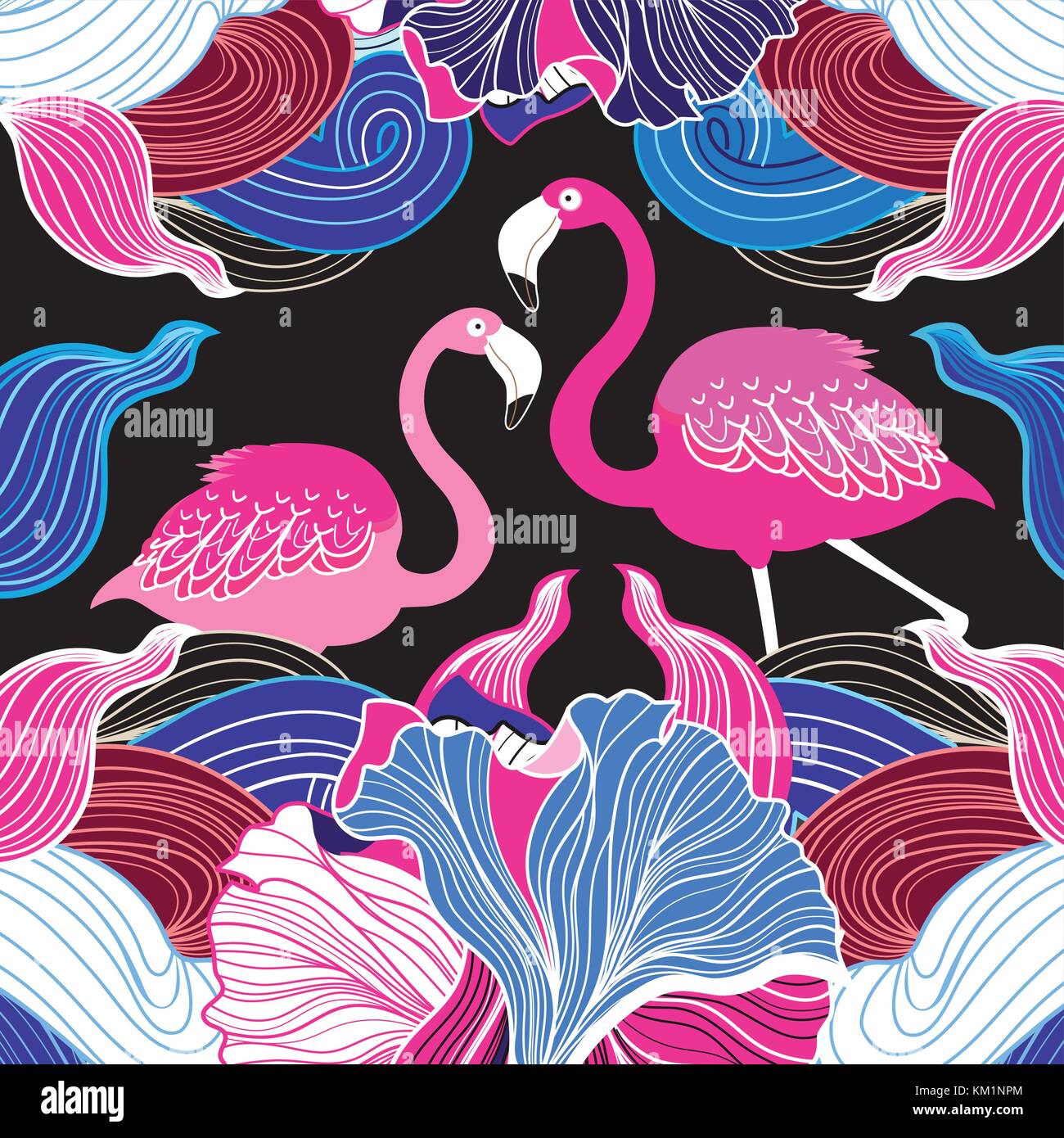 Color vector abstract pattern with pink flamingo Stock Vector Image ...