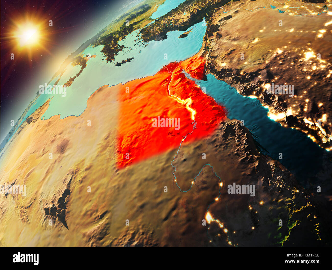 Highlighted satellite image of egypt hi-res stock photography and ...