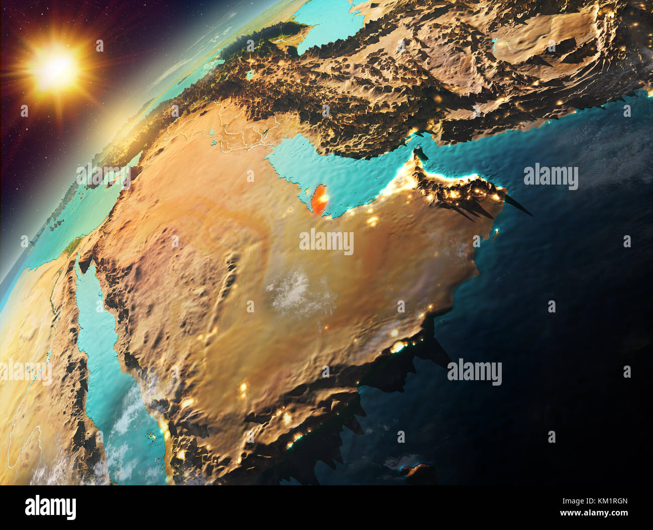 Qatar at night nasa hi-res stock photography and images - Alamy