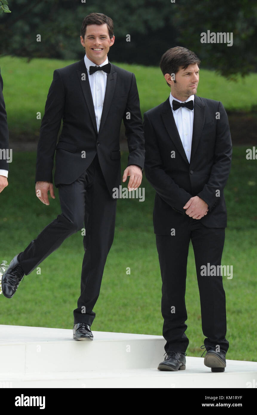 NEW YORK - SEPTEMBER 21: James Marsden Adam Scott on the set of ...