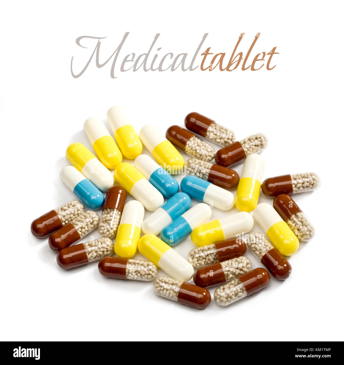 Medicinal pills piled up a bunch of closeup Stock Photo - Alamy