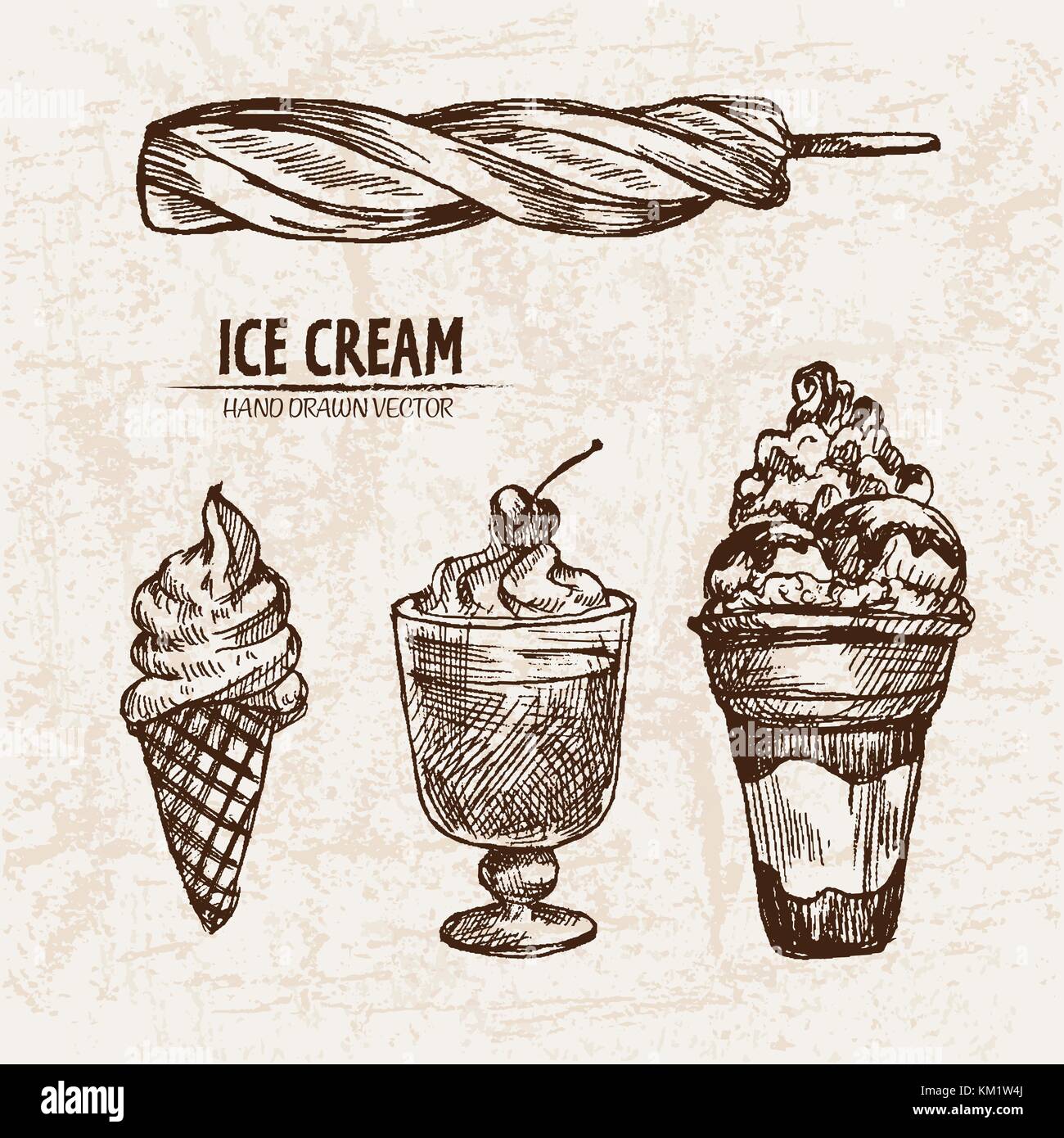 Ice Cream Sundae Colored Drawing