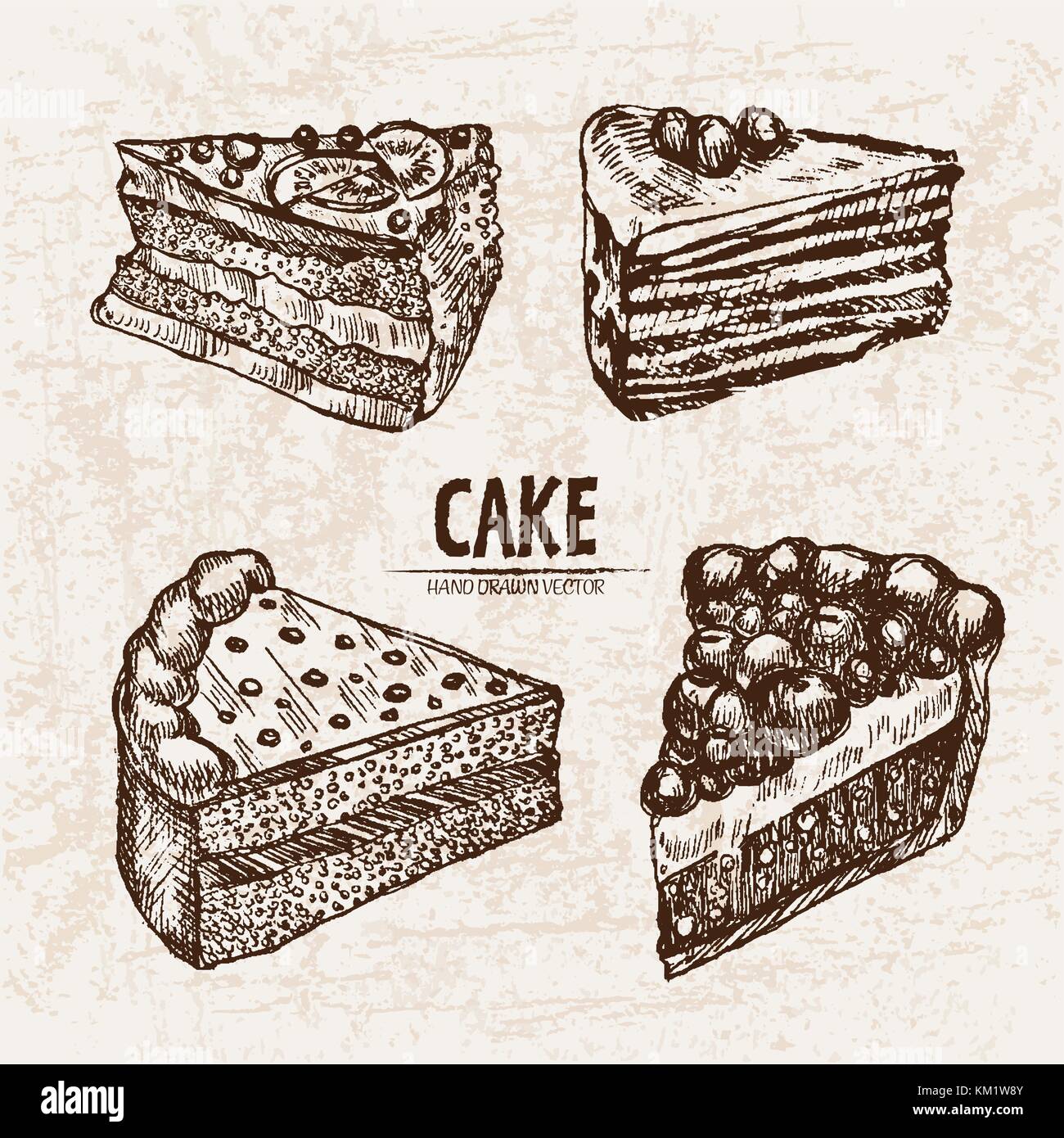 Cake Slice Drawing Vintage
