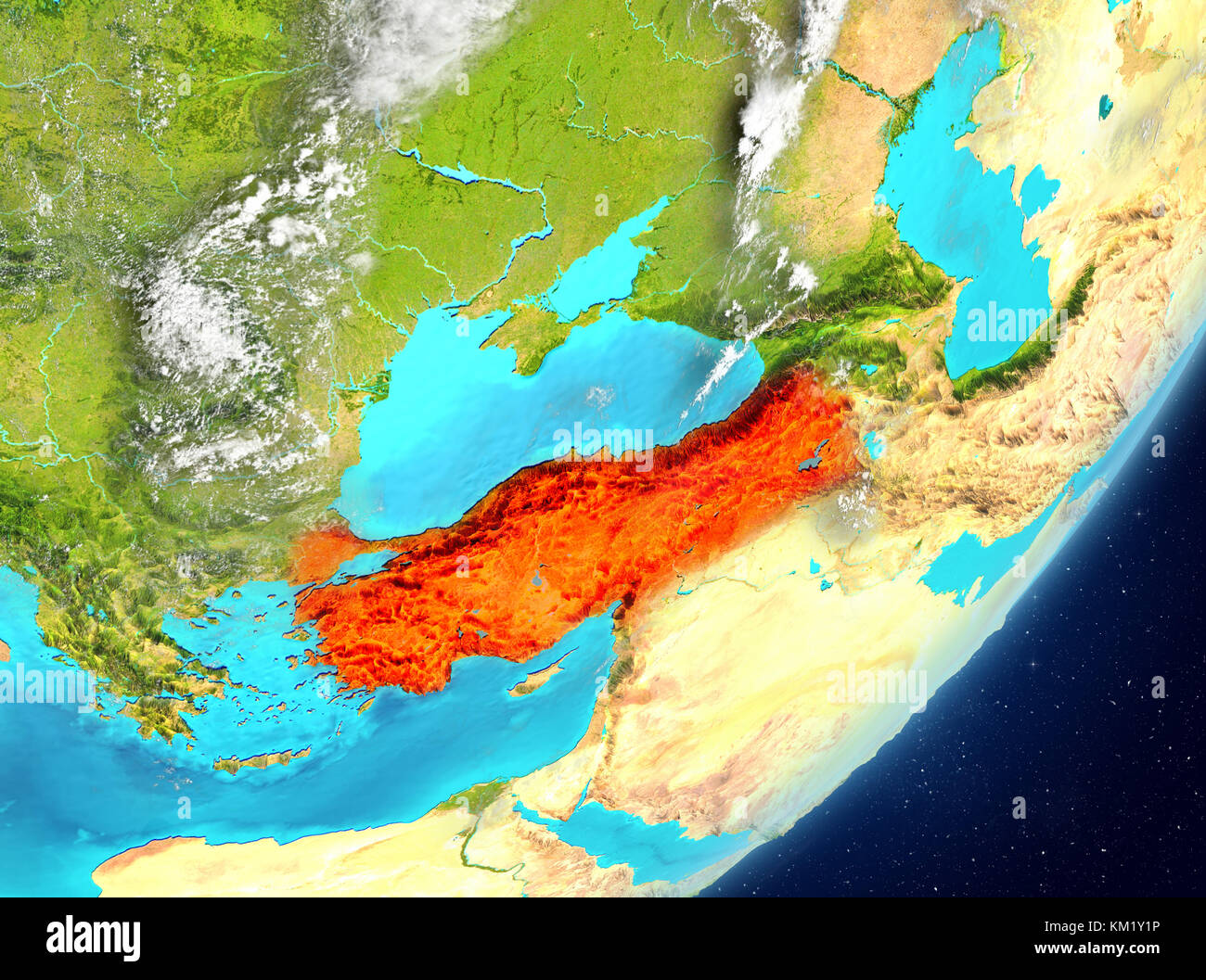 Turkey satellite 3d map hi-res stock photography and images - Alamy