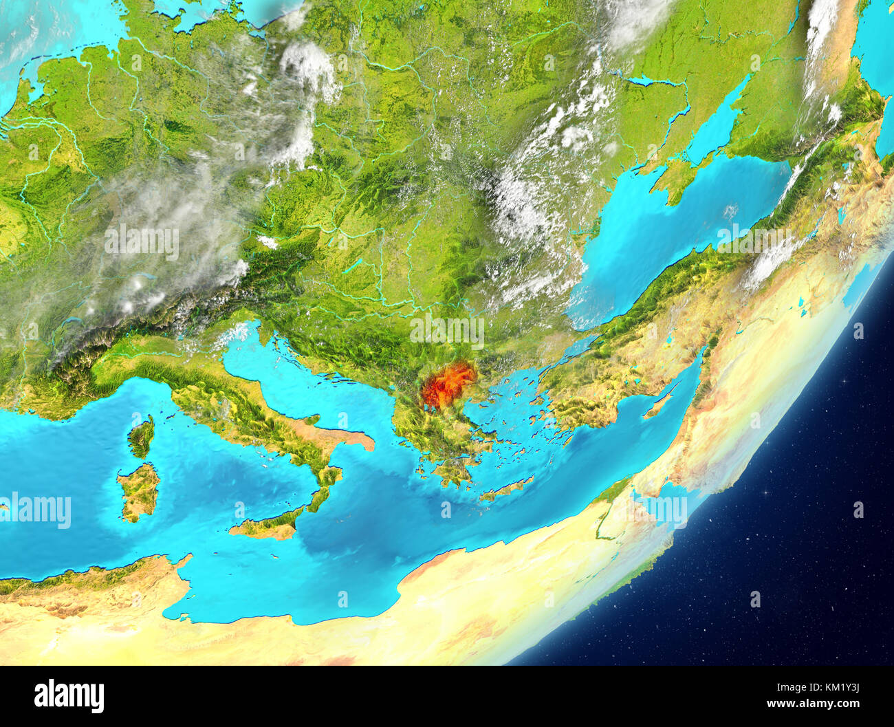 Highlighted satellite image of macedonia hi-res stock photography and ...