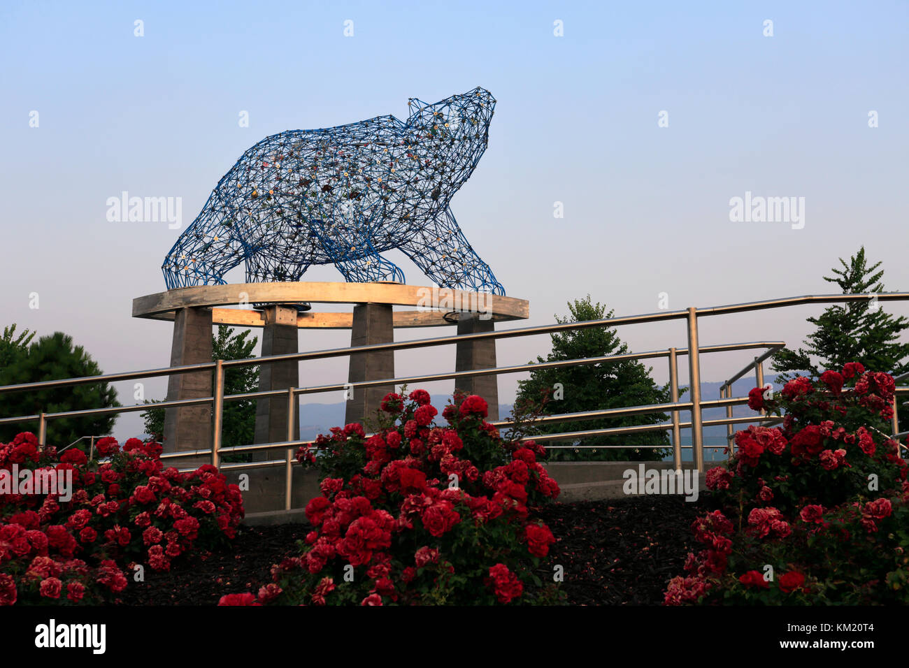 Sunrise over the Grizzly Bear sculpture, Stuart park, City Art Trail ...