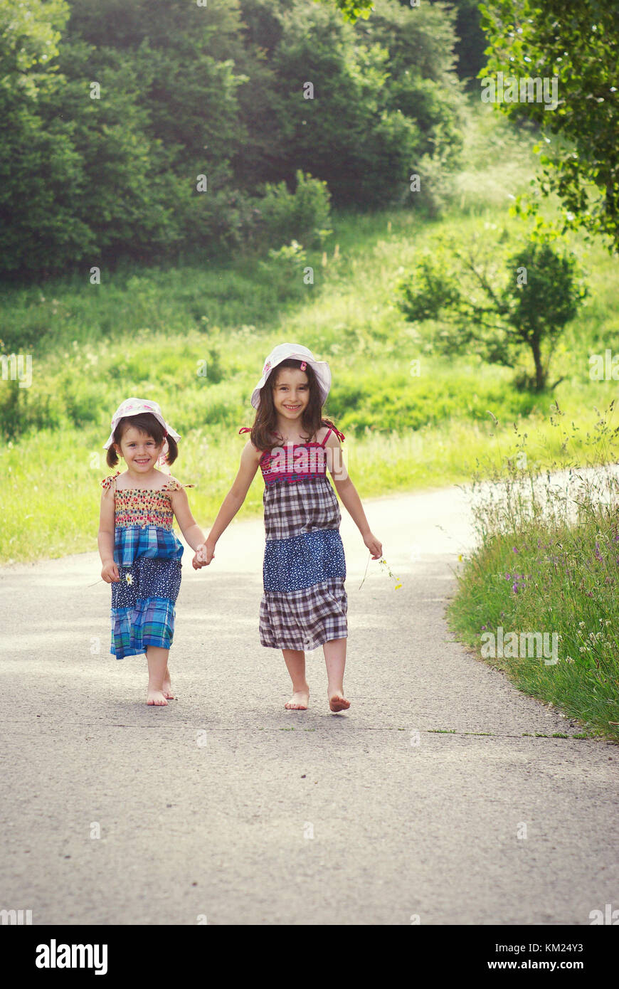 Two Little Girls Walking