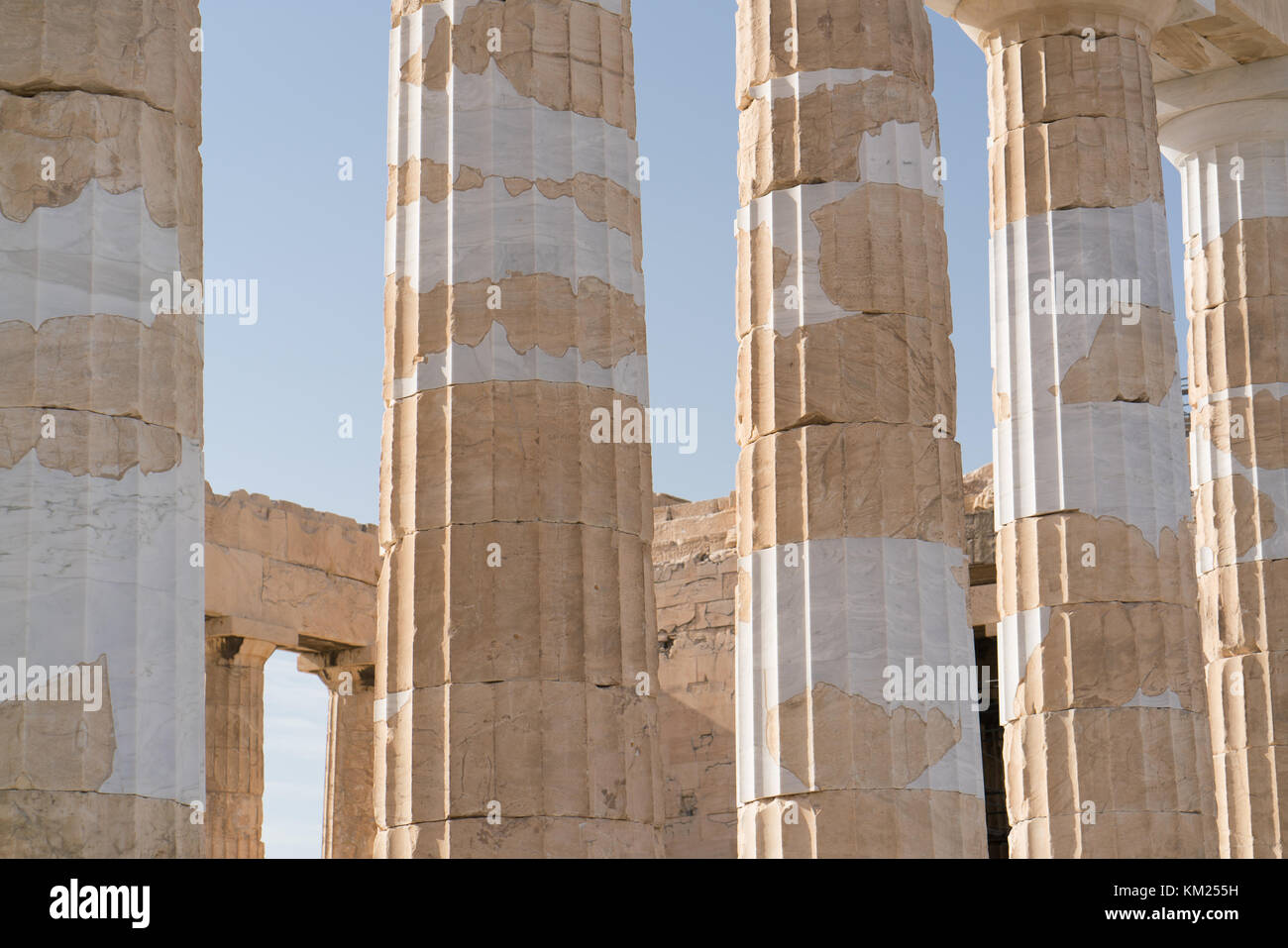details of the columns of the temple Parthenon in the Acropolis Stock ...