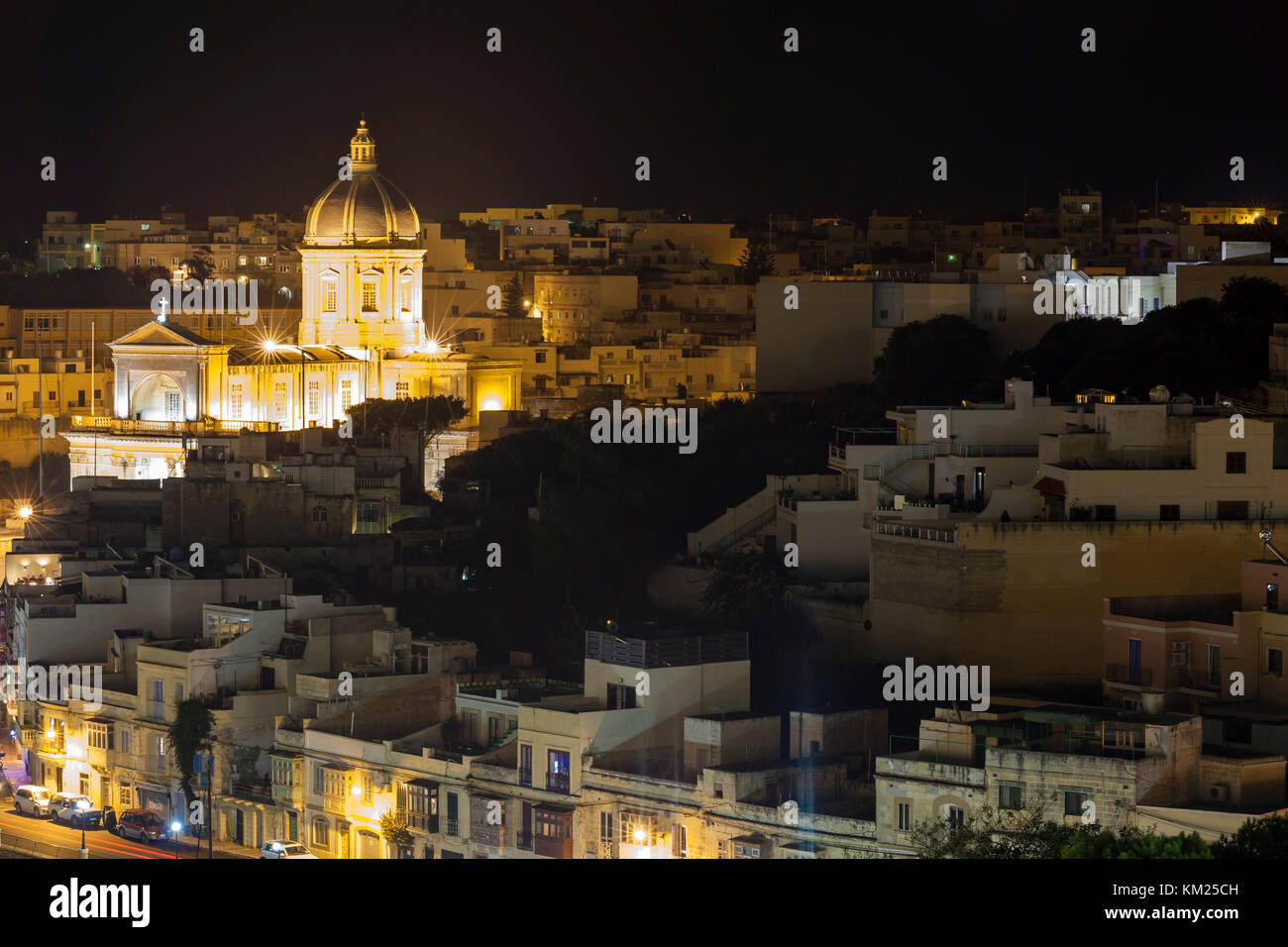 The skyline of Senglea (L Isla) at night, Malta Stock Photo - Alamy
