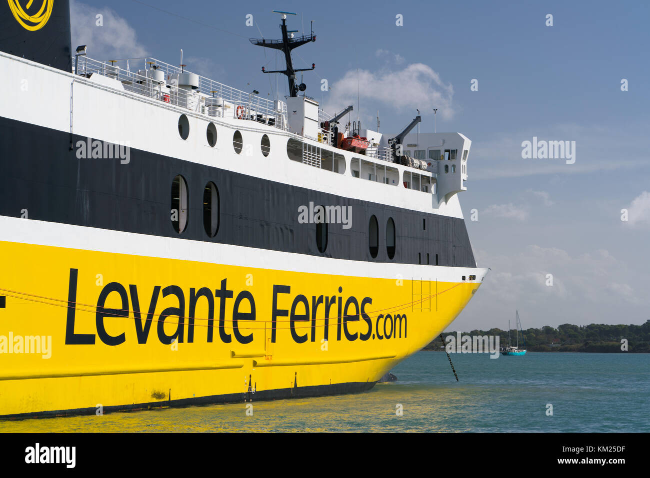 Kyllini port, Greece - November 16, 2017: Ferryboat of Ionian Ferries ...