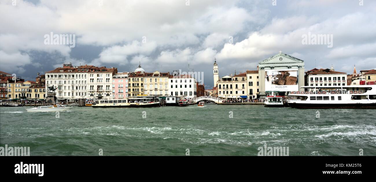 Toursit boats and the water front of Venice, Italy in September 2017 ...