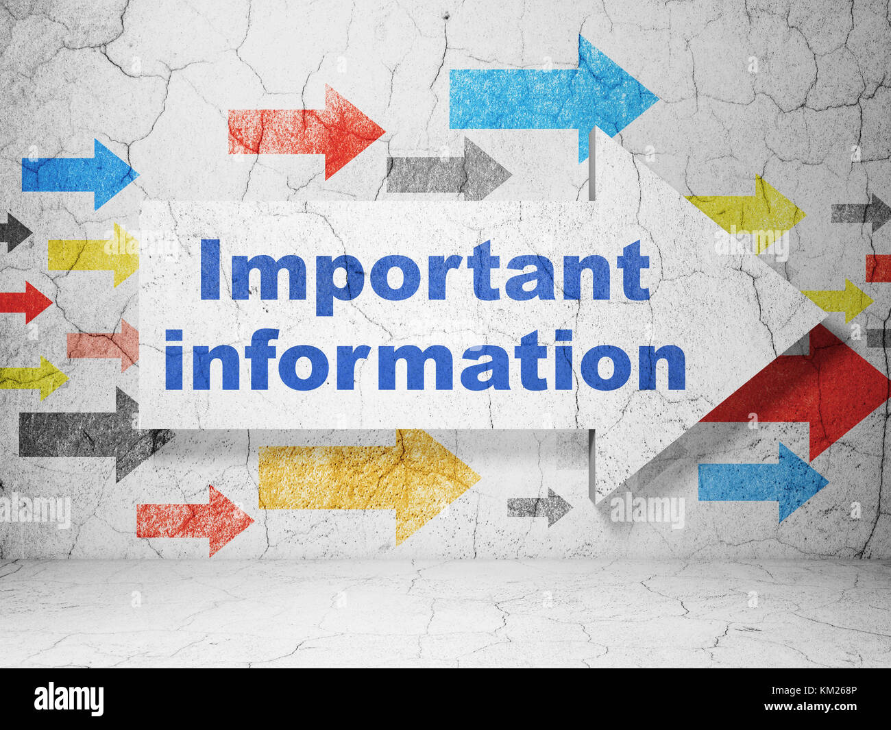 Information concept: arrow with Important Information on grunge wall ...