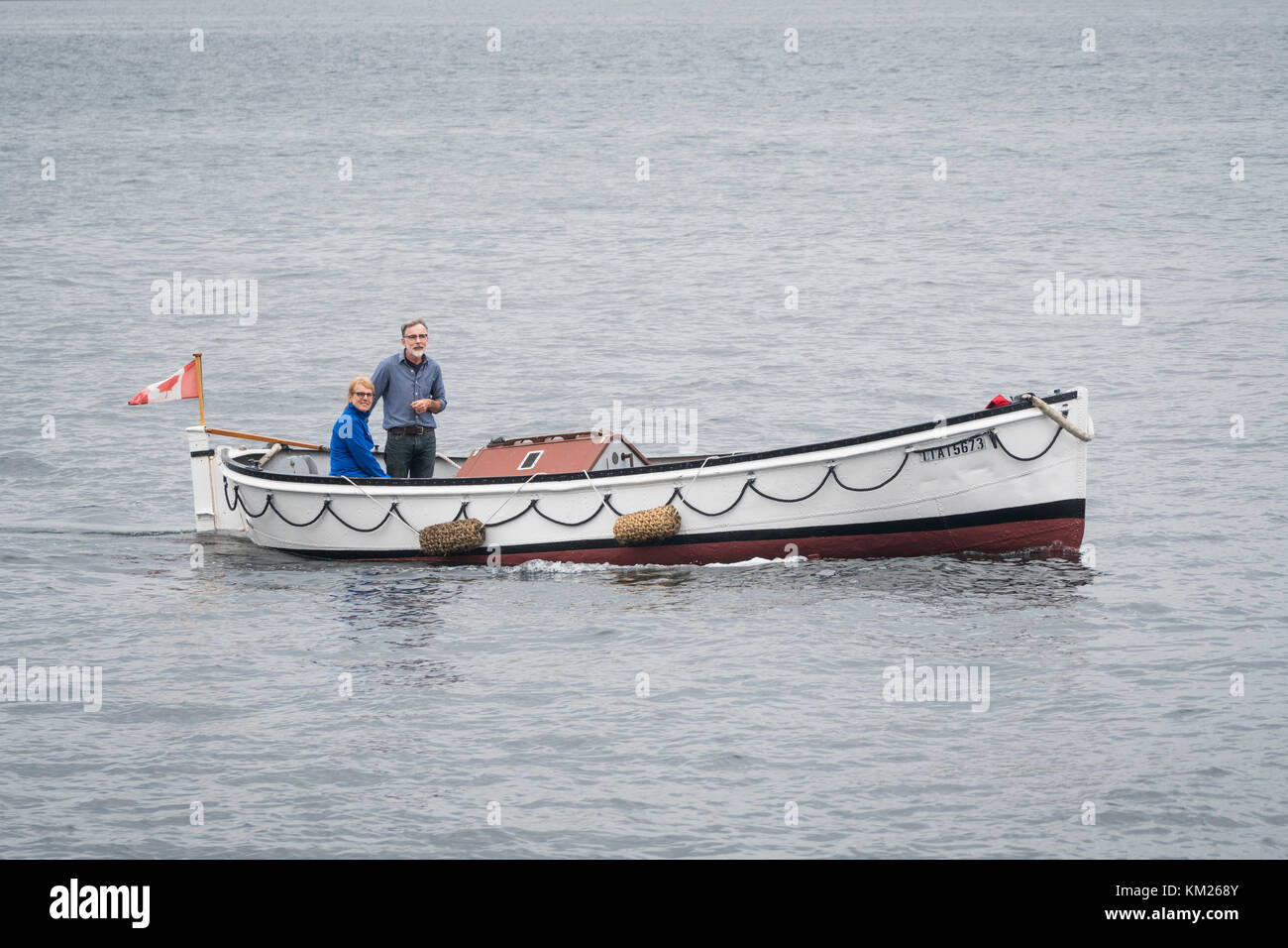 Restored motor launch belonging to CSS Acadia at the Maritime Museum of ...