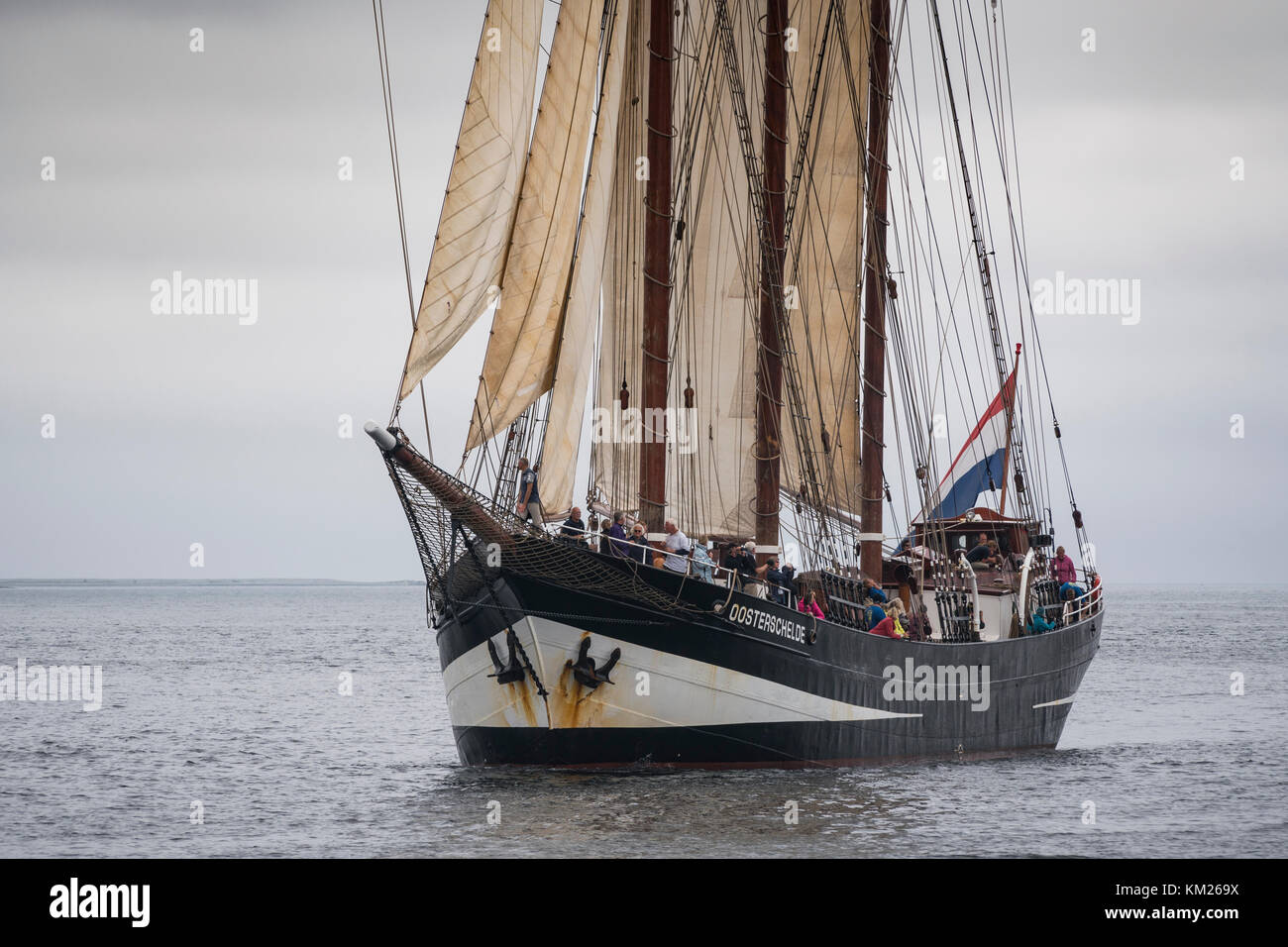 Dutch 3-masted schooner "Oosterschelde" sailing in the harbour of ...