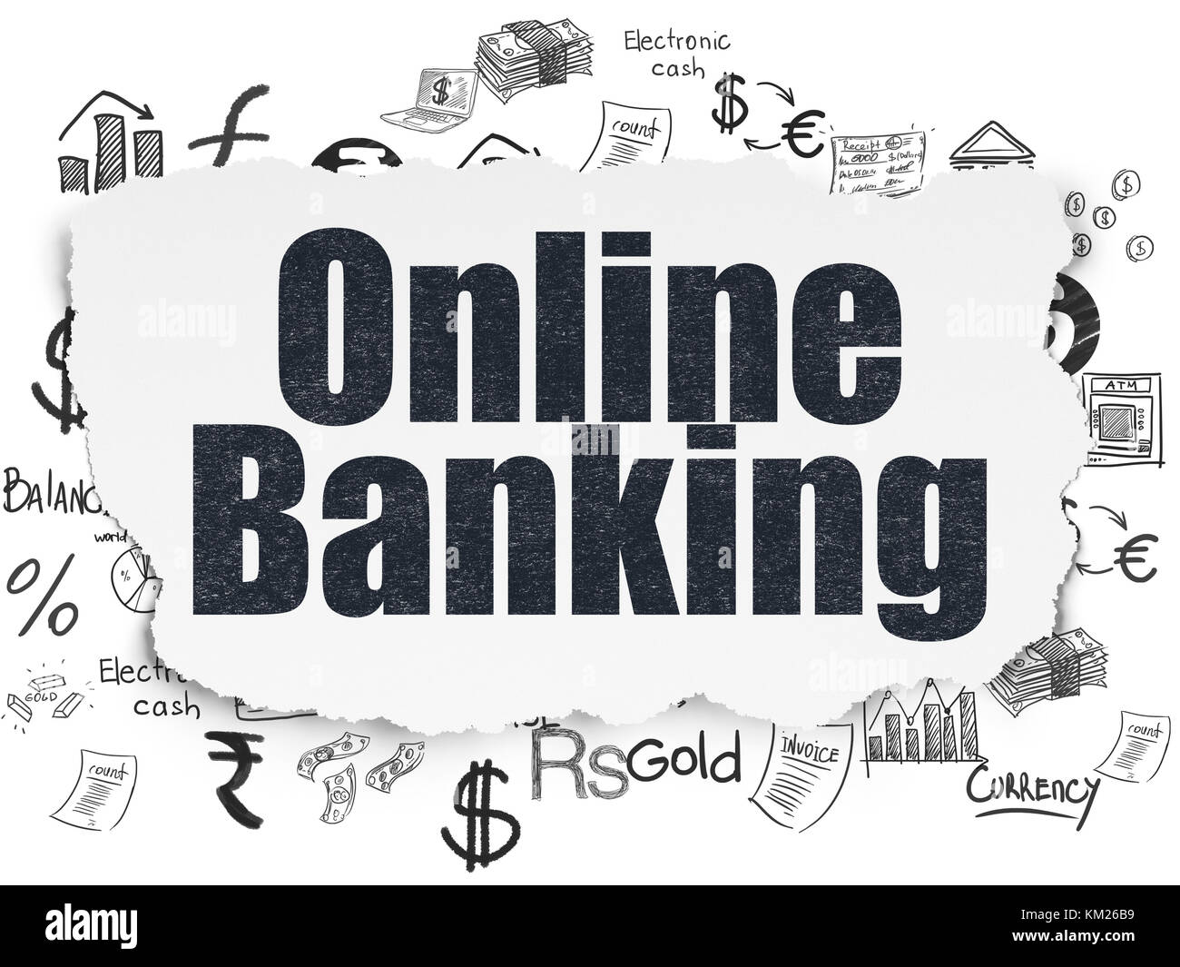 Banking concept: Online Banking on Torn Paper background Stock Photo ...