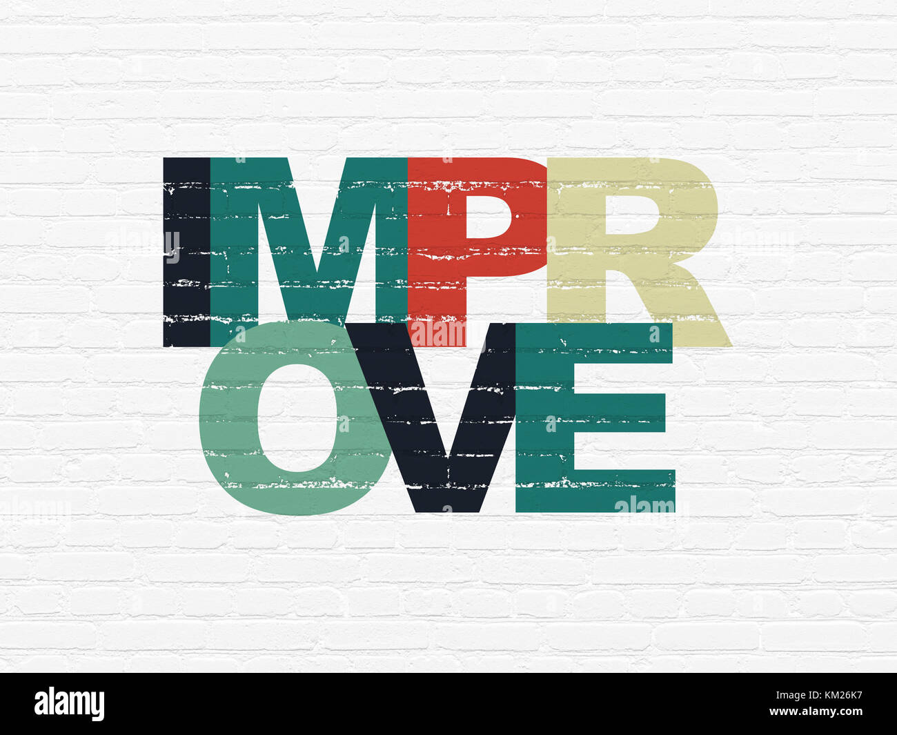Business concept: Improve on wall background Stock Photo - Alamy