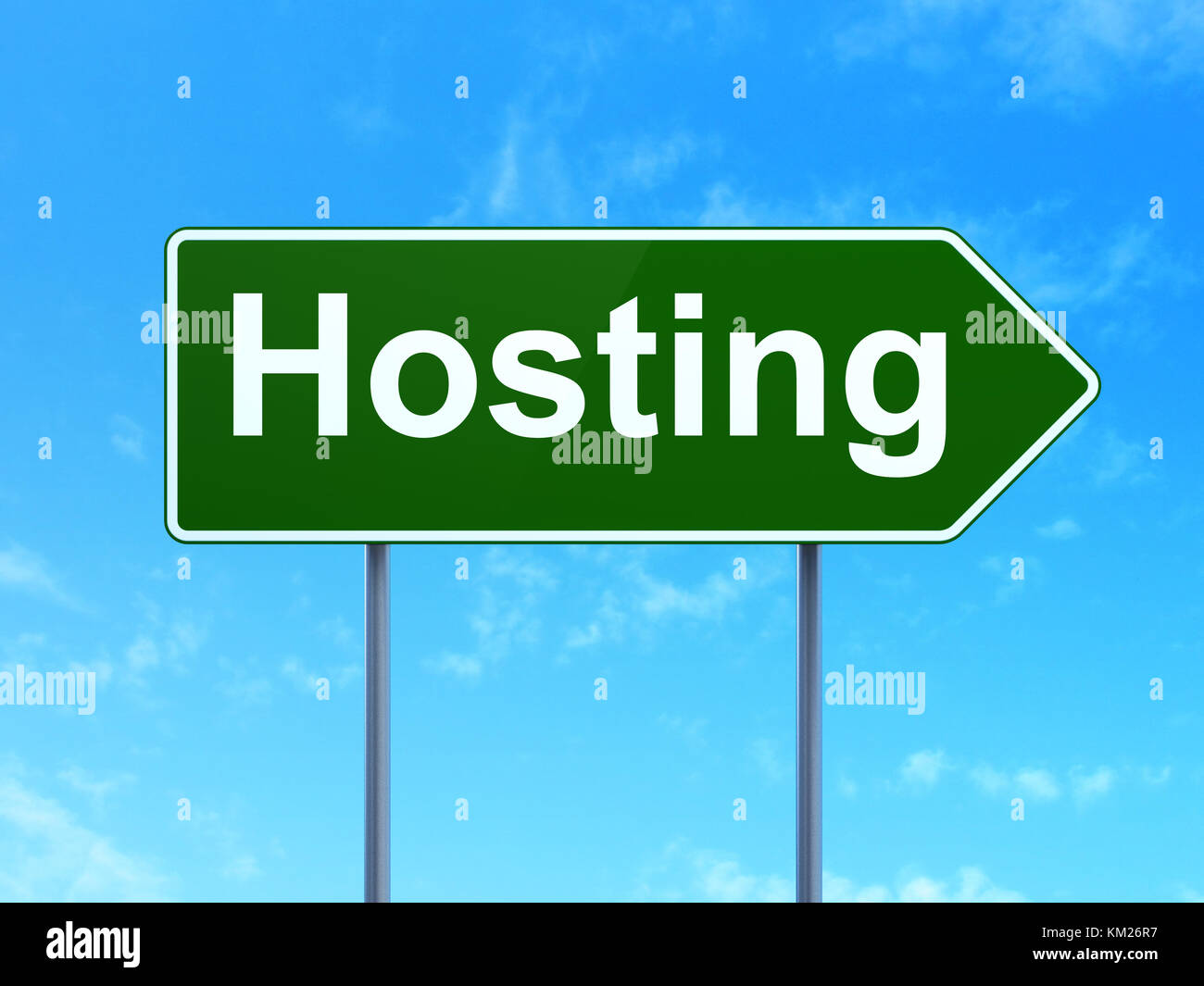 Web design concept: Hosting on road sign background Stock Photo - Alamy