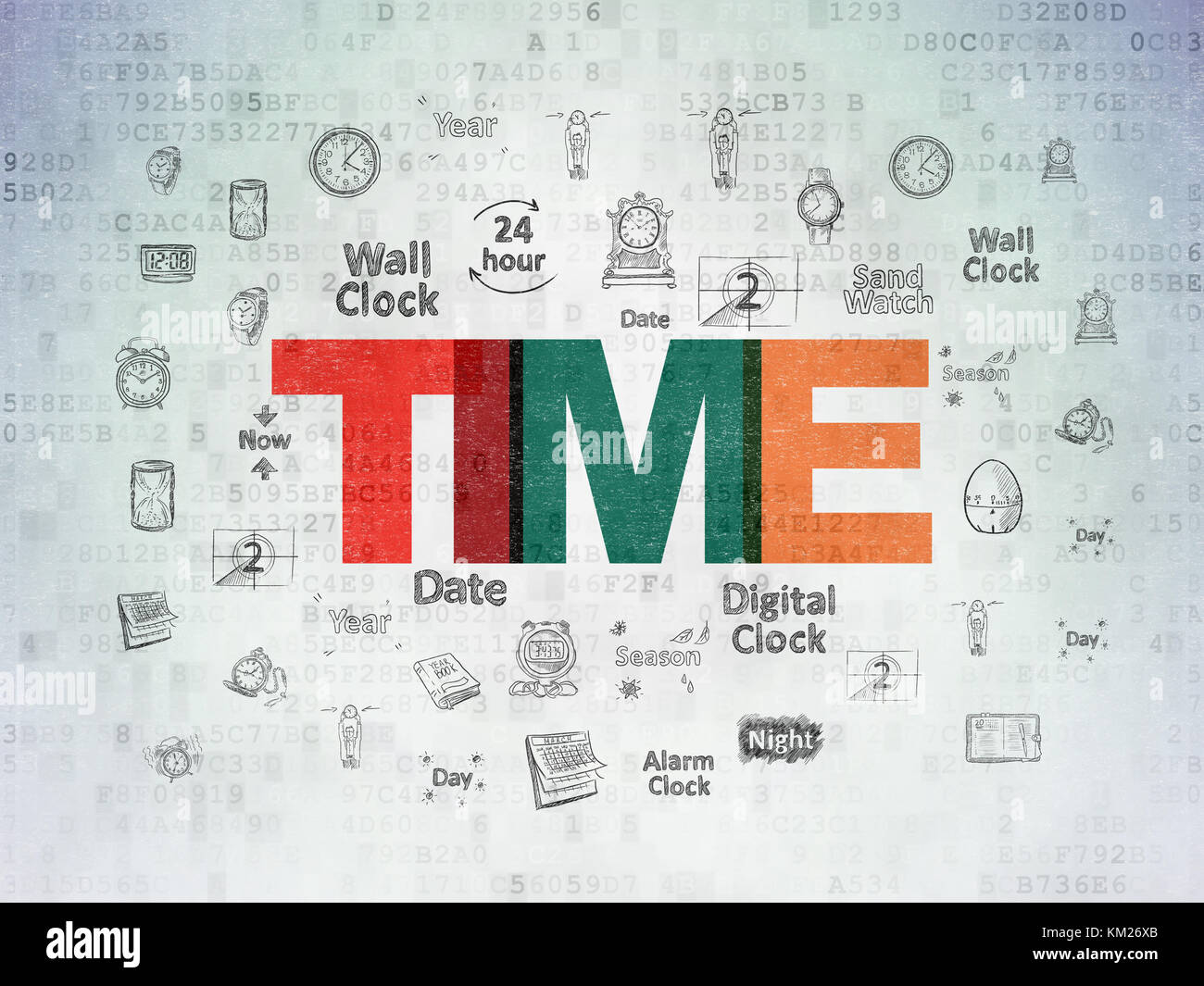 Time concept: Time on Digital Data Paper background Stock Photo - Alamy