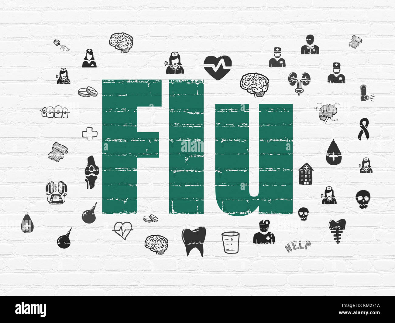 Healthcare concept: Flu on wall background Stock Photo - Alamy