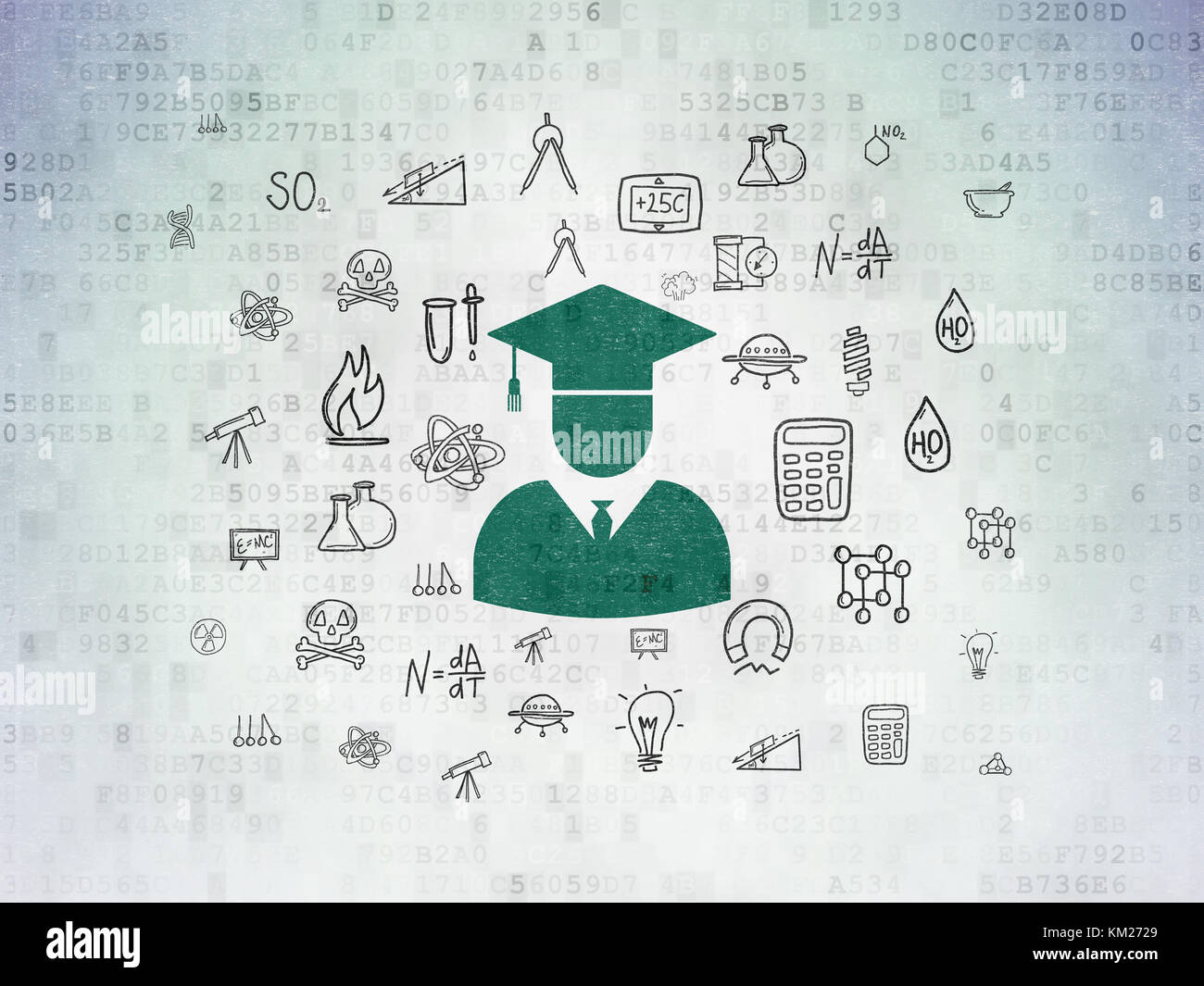 Science concept: Student on Digital Data Paper background Stock Photo ...