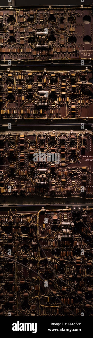 Vintage electrical circuit on old PCB Stock Photo - Alamy