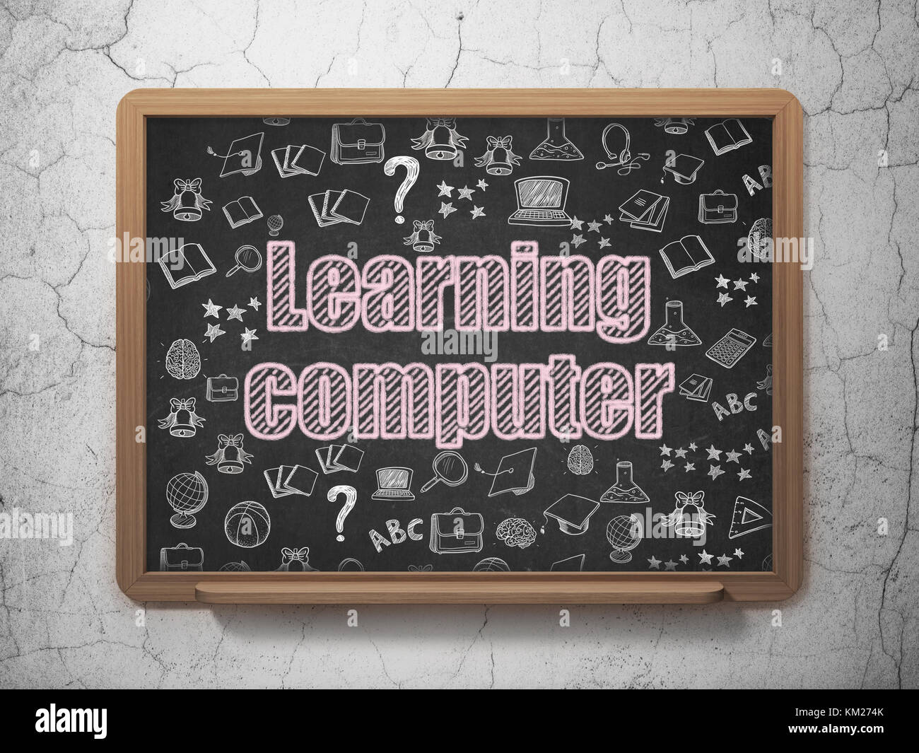Studying concept: Learning Computer on School board background Stock ...