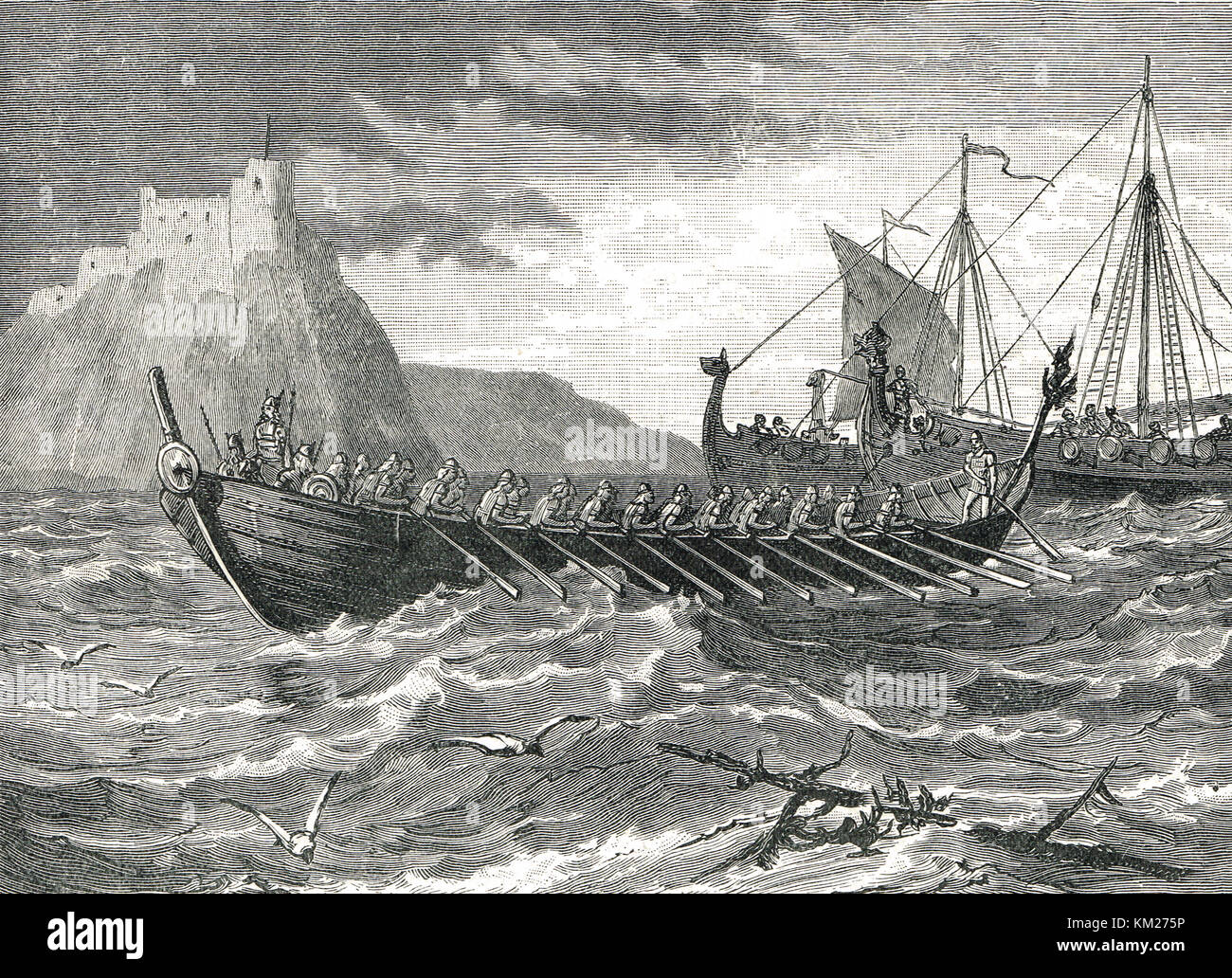 Danish Viking ships of the 9th century Stock Photo - Alamy