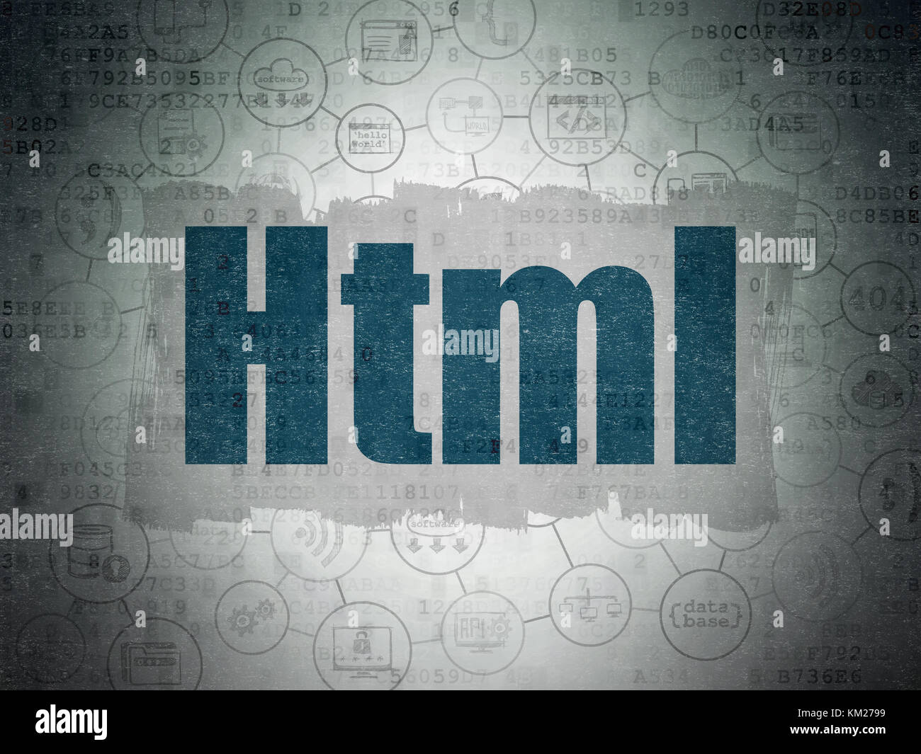 Database concept: Html on Digital Data Paper background Stock Photo - Alamy