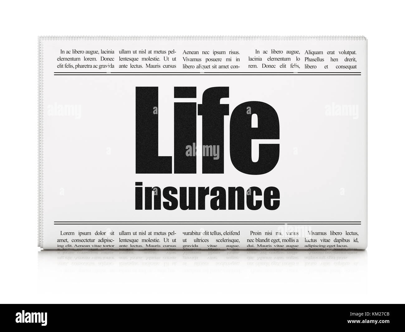 Insurance concept: newspaper headline Life Insurance Stock Photo - Alamy