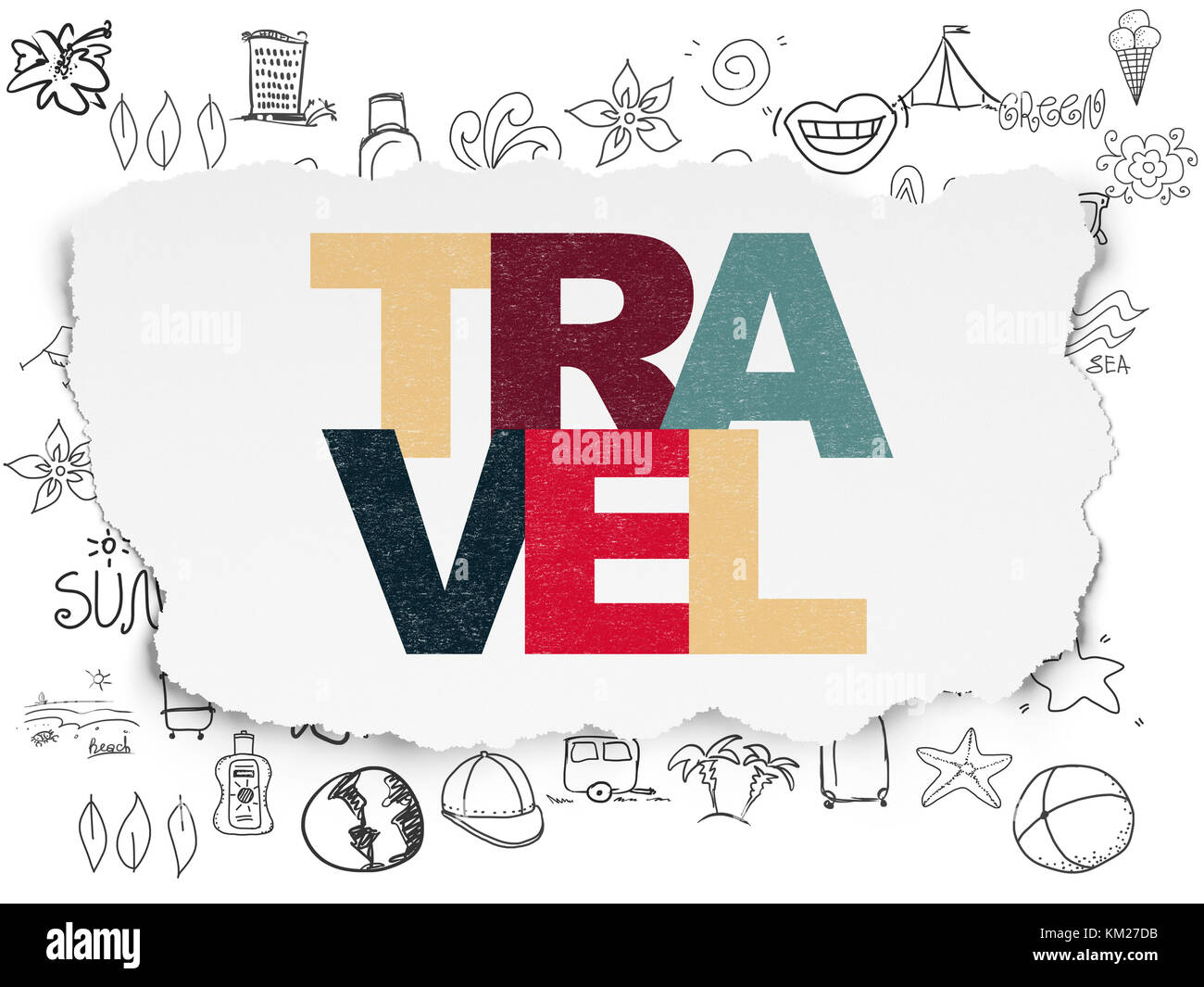 Travel concept: Travel on Torn Paper background Stock Photo - Alamy