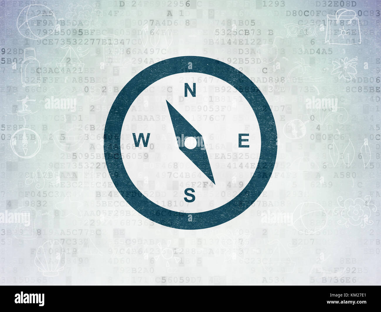 Travel concept: Compass on Digital Data Paper background Stock Photo ...
