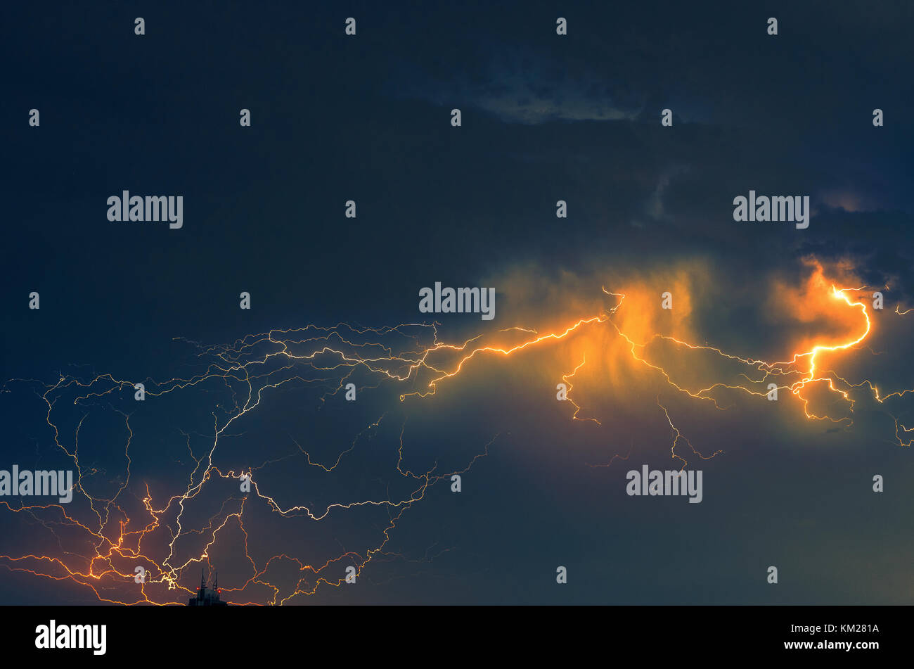 thunder lightnings and storm on the sky with cloud background Stock ...