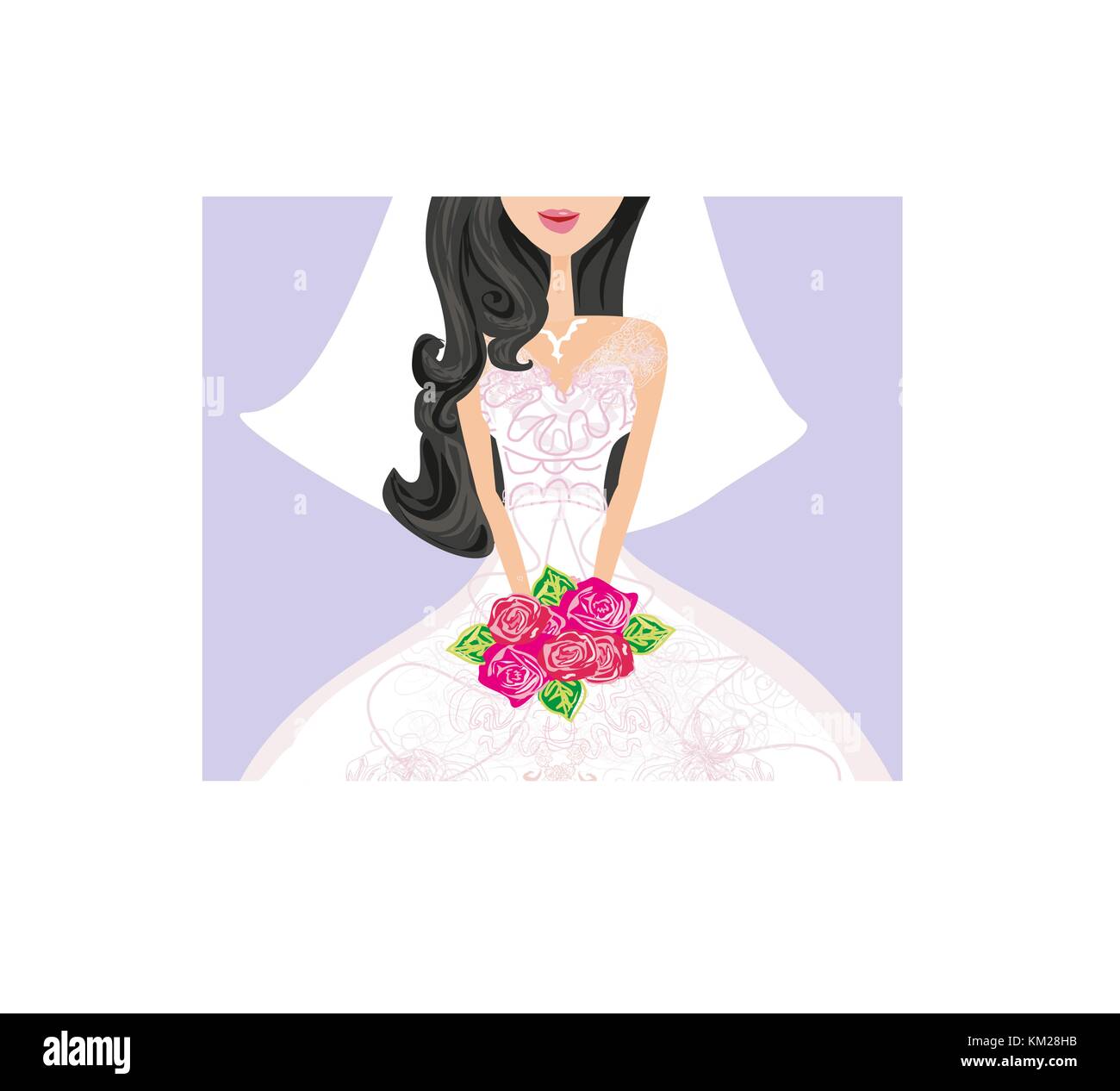 Beautiful brunette bride Stock Vector Images - Alamy