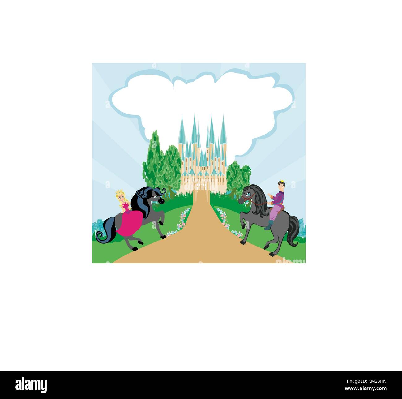 Princess and prince riding on a horse Stock Vector Image & Art - Alamy