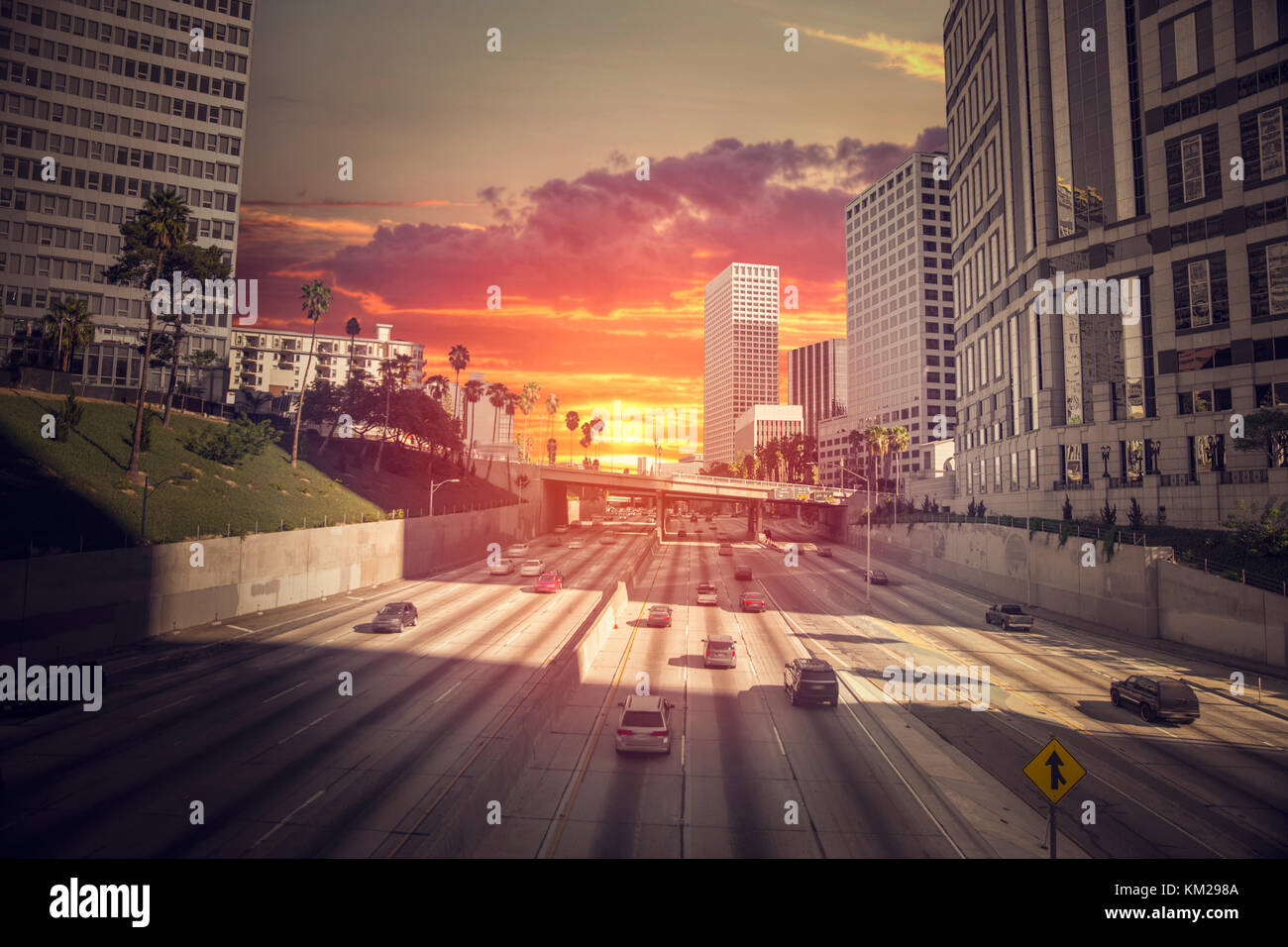 Los Angeles views of the road and the city Stock Photo - Alamy