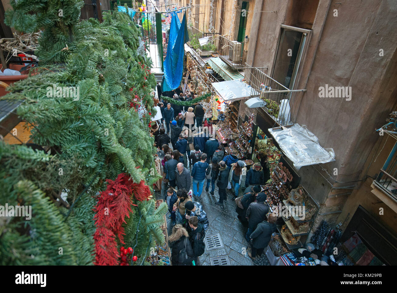 A lot of people in Via San Gregorio Armeno during Christmas time ...