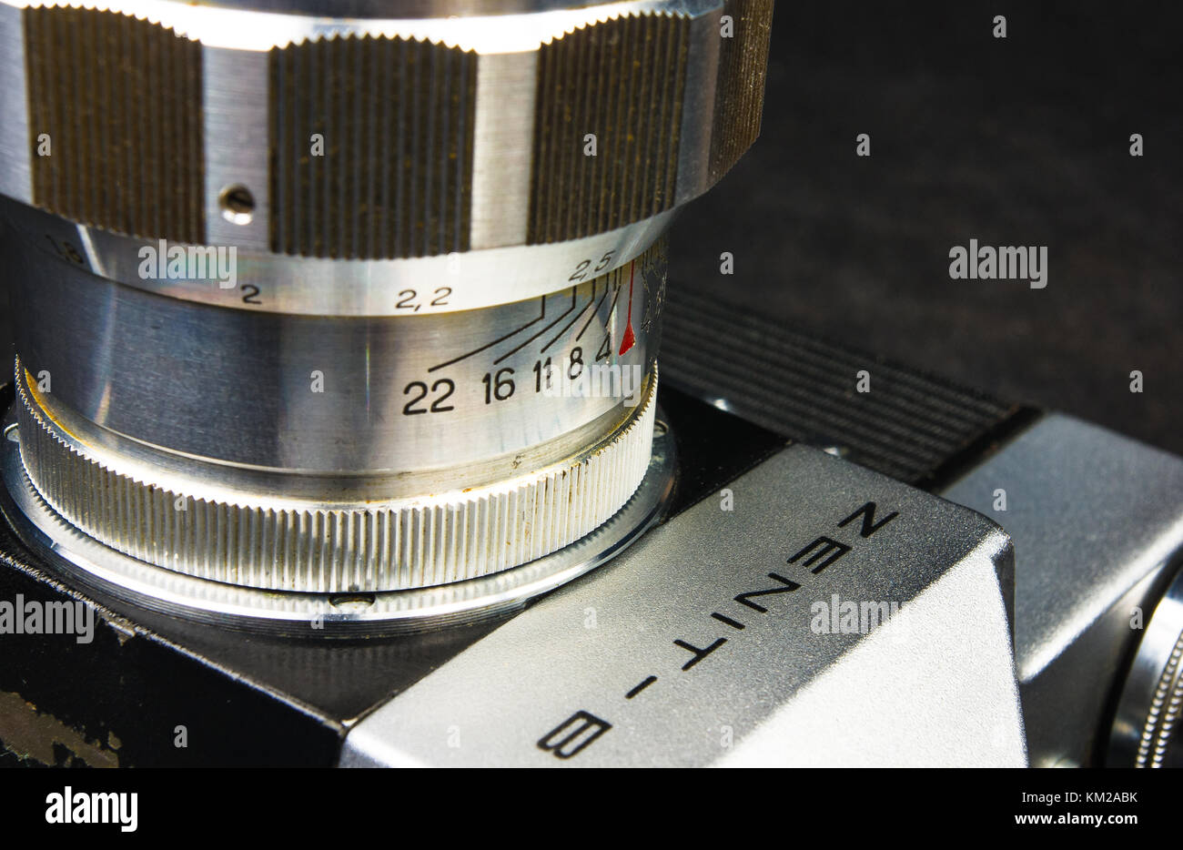 DONETSK, UKRAINE - May 07, 2016: old soviet film SLR camera Zenit - B ...