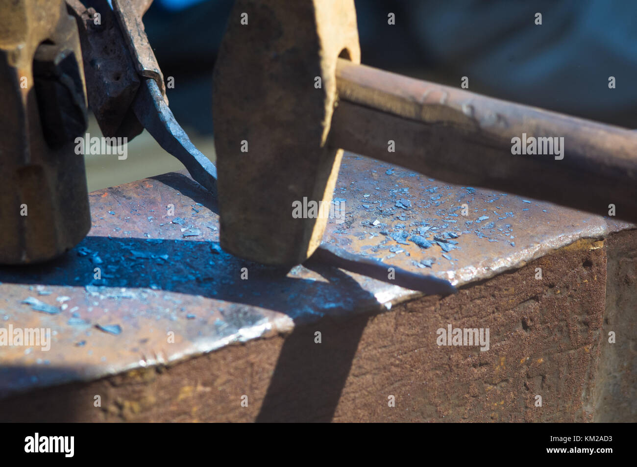 blacksmith tools and fixtures for hand forged metal, close-up Stock ...