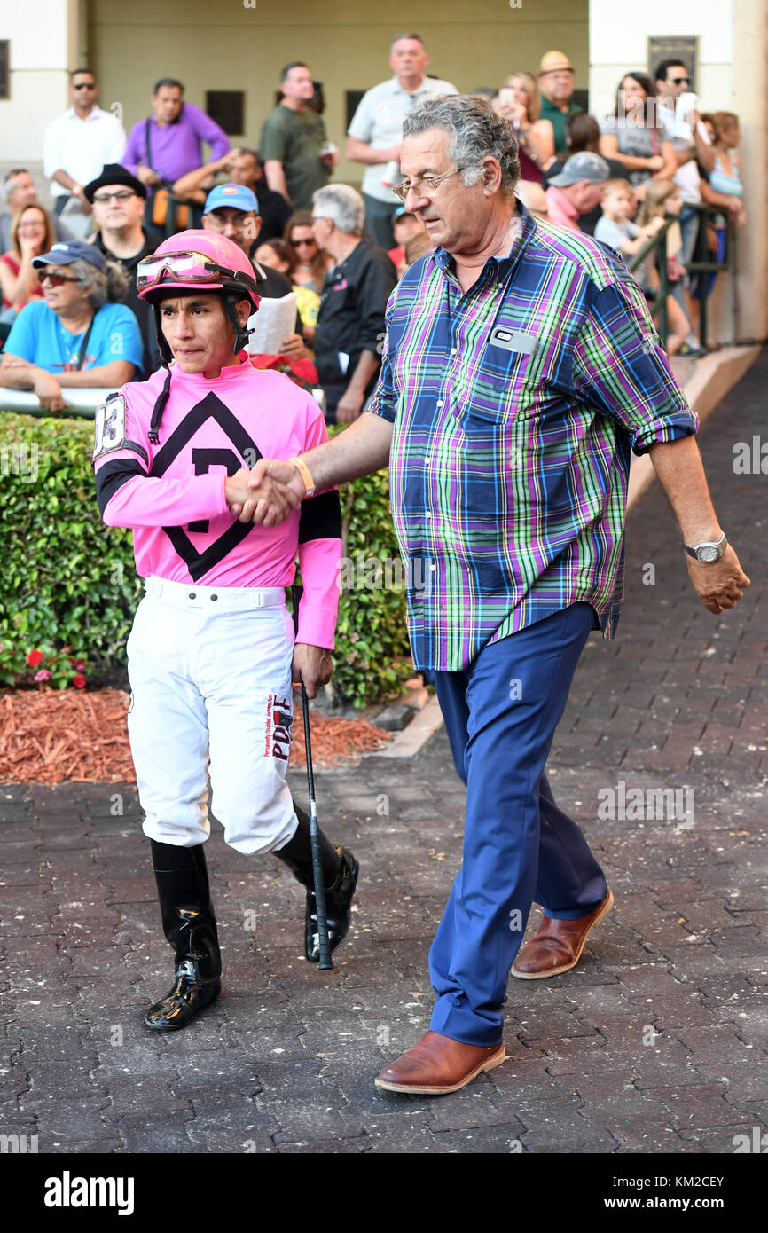 HALLANDALE, FL - DECEMBER 02: Flowers for Lisa with jockey Paco Lopez ...