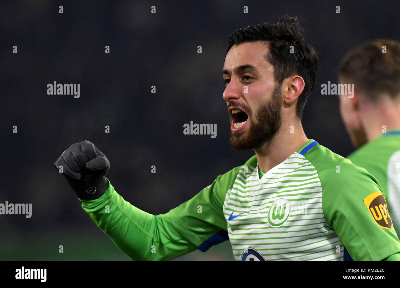 Wolfsburg's Yunus Malli celebrates his 1-0 goal during the German ...