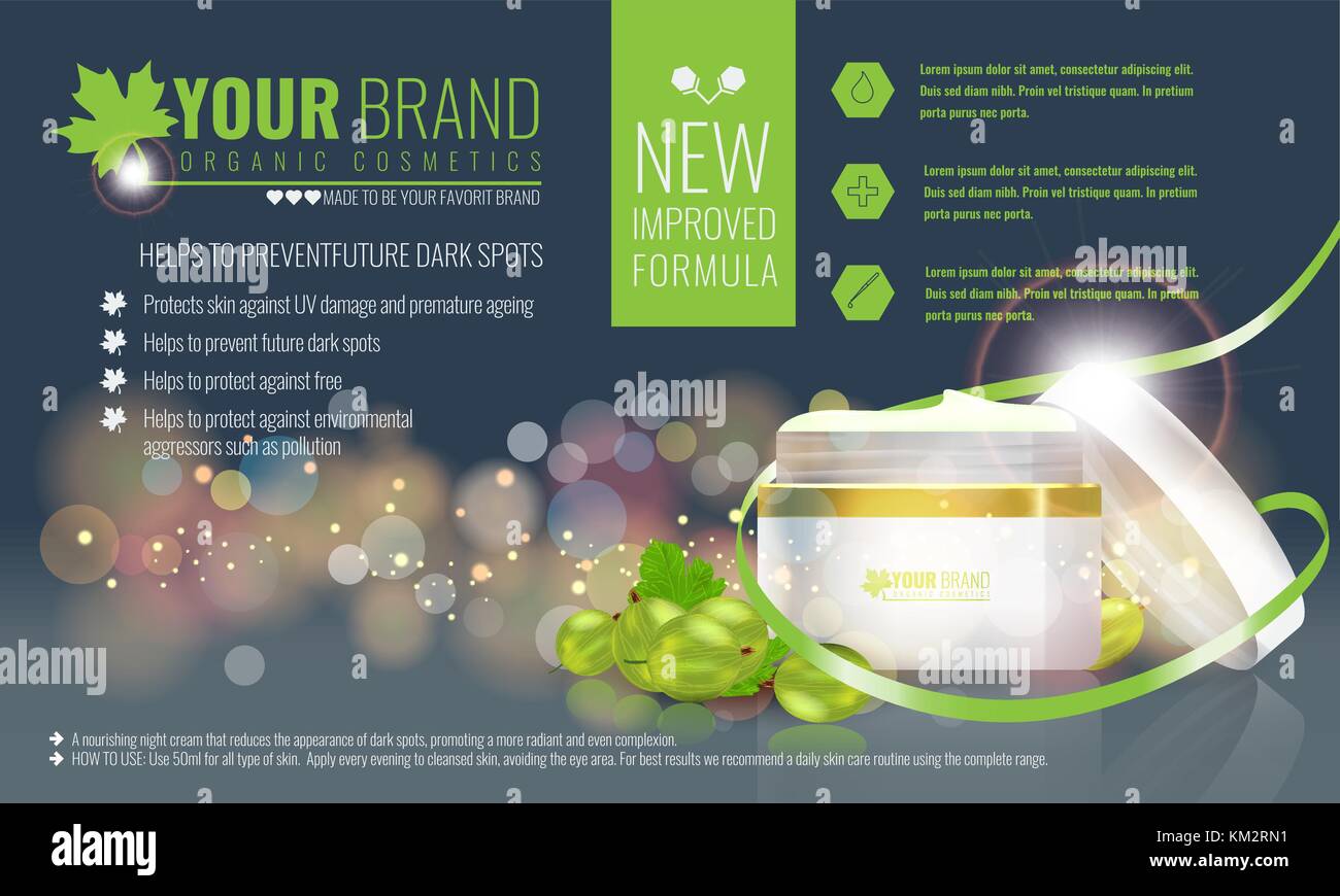 Vector illustration of Beautiful hydrating facial cream cosmetic ads on ...