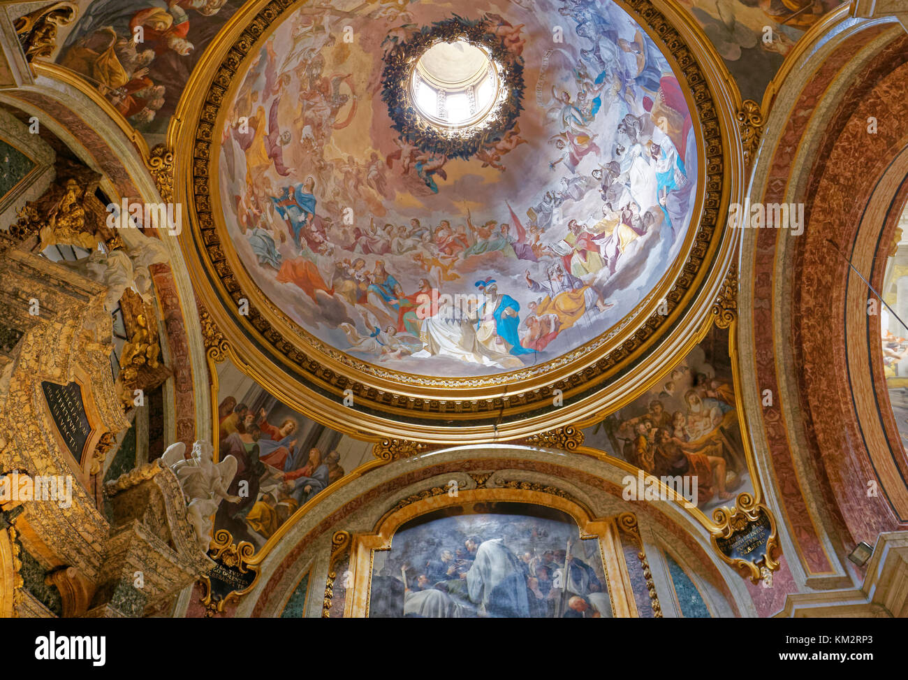 ROME, ITALY, JUNE 16, 2015 : Frescoes of Andrea Pozzo on sant Ignazio ...