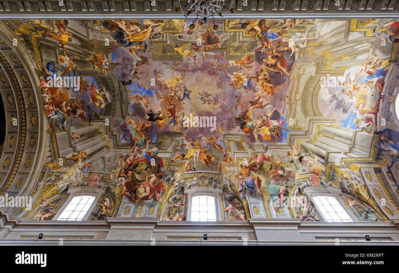 ROME, ITALY, JUNE 16, 2015 : Frescoes of Andrea Pozzo on sant Ignazio ...