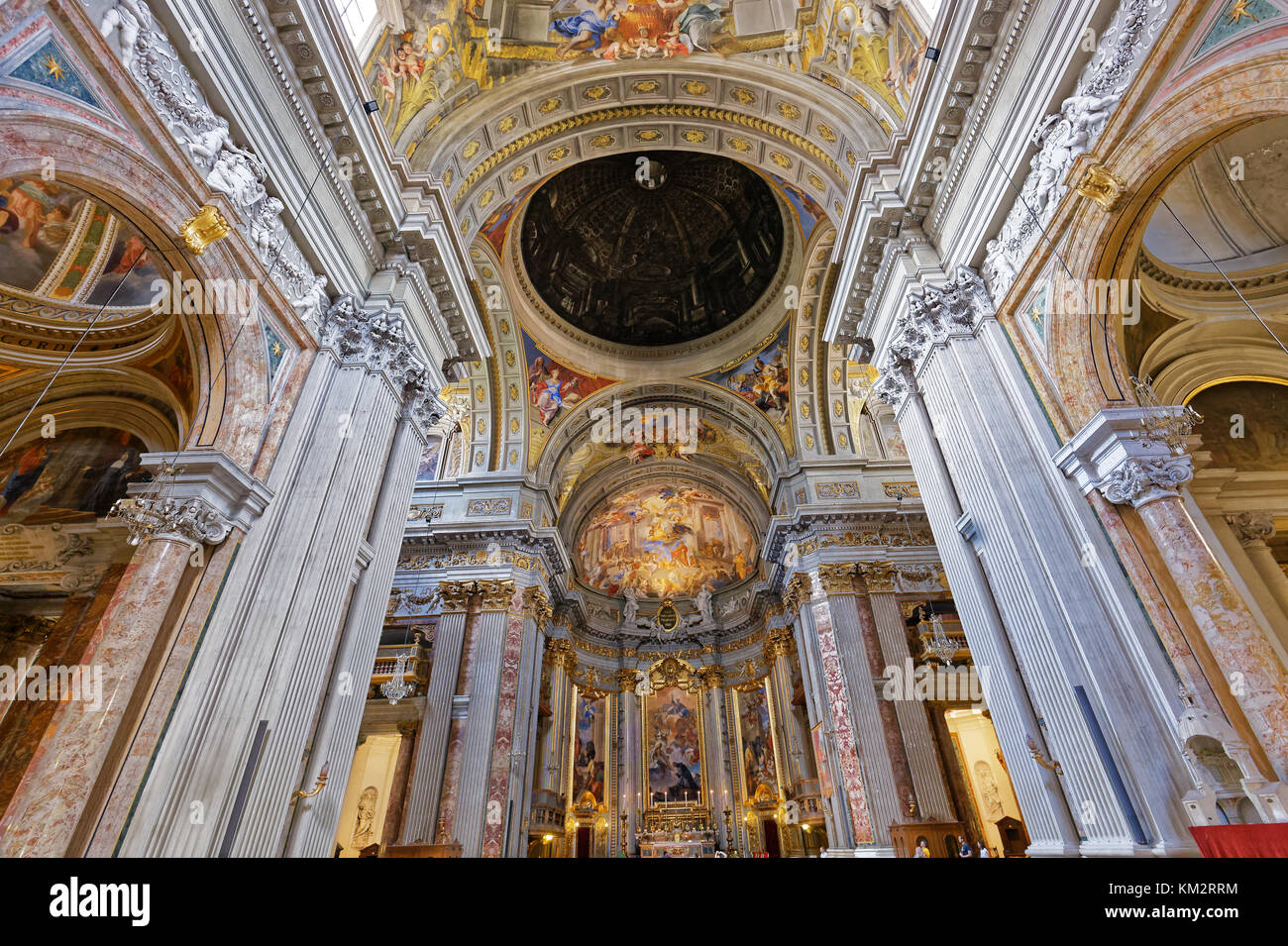 ROME, ITALY, JUNE 16, 2015 : Frescoes of Andrea Pozzo on sant Ignazio ...